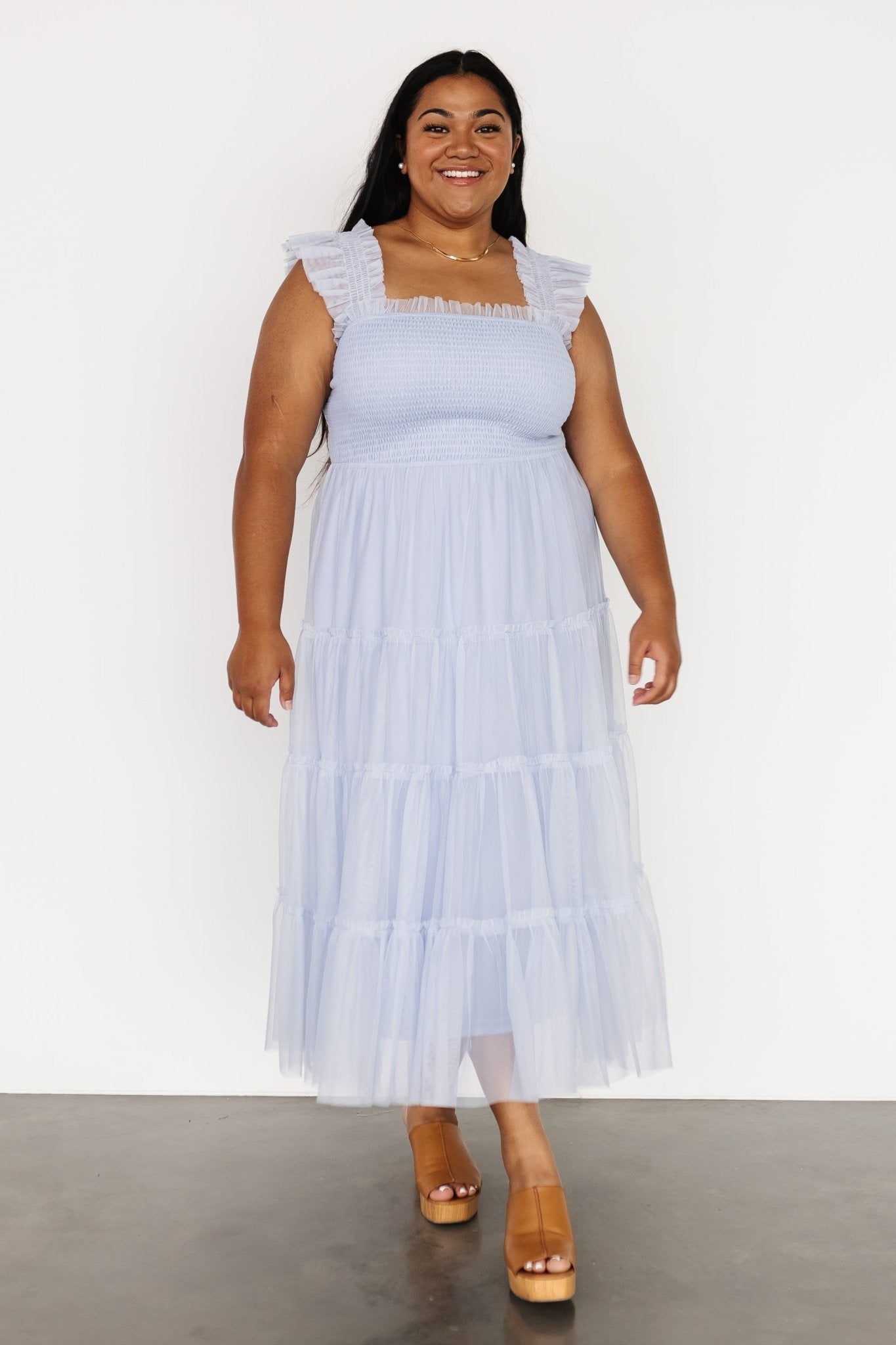Emma Smocked Tulle Dress | Light Blue | Baltic Born