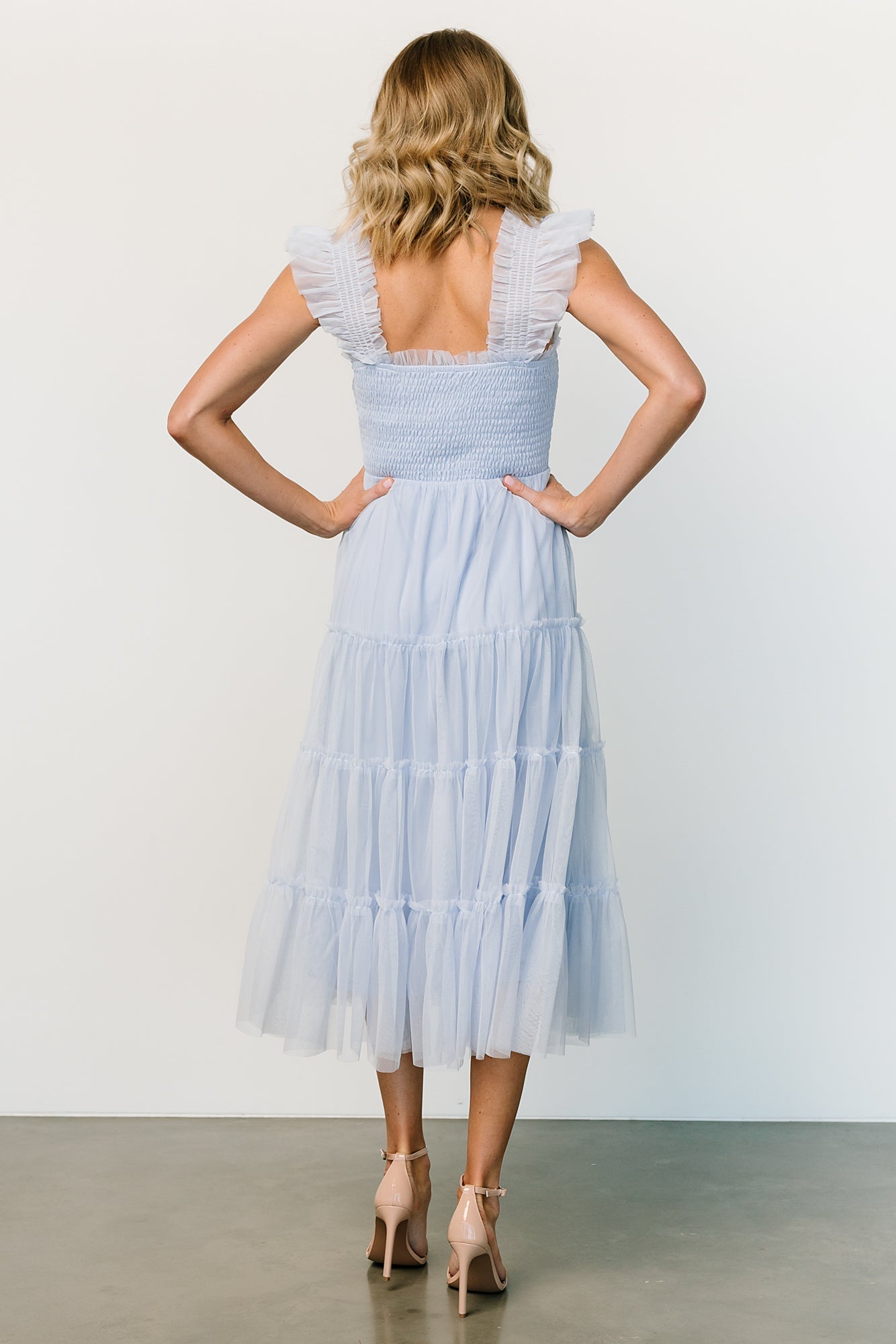 Emma Smocked Tulle Dress | Light Blue | Baltic Born