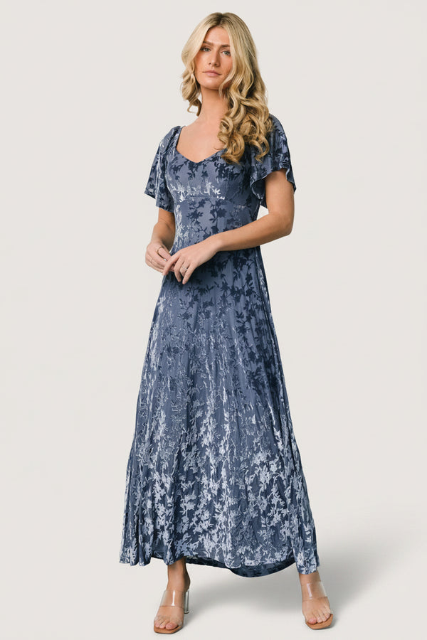 Everley Velvet Maxi Dress — Whisper Blue | Baltic Born