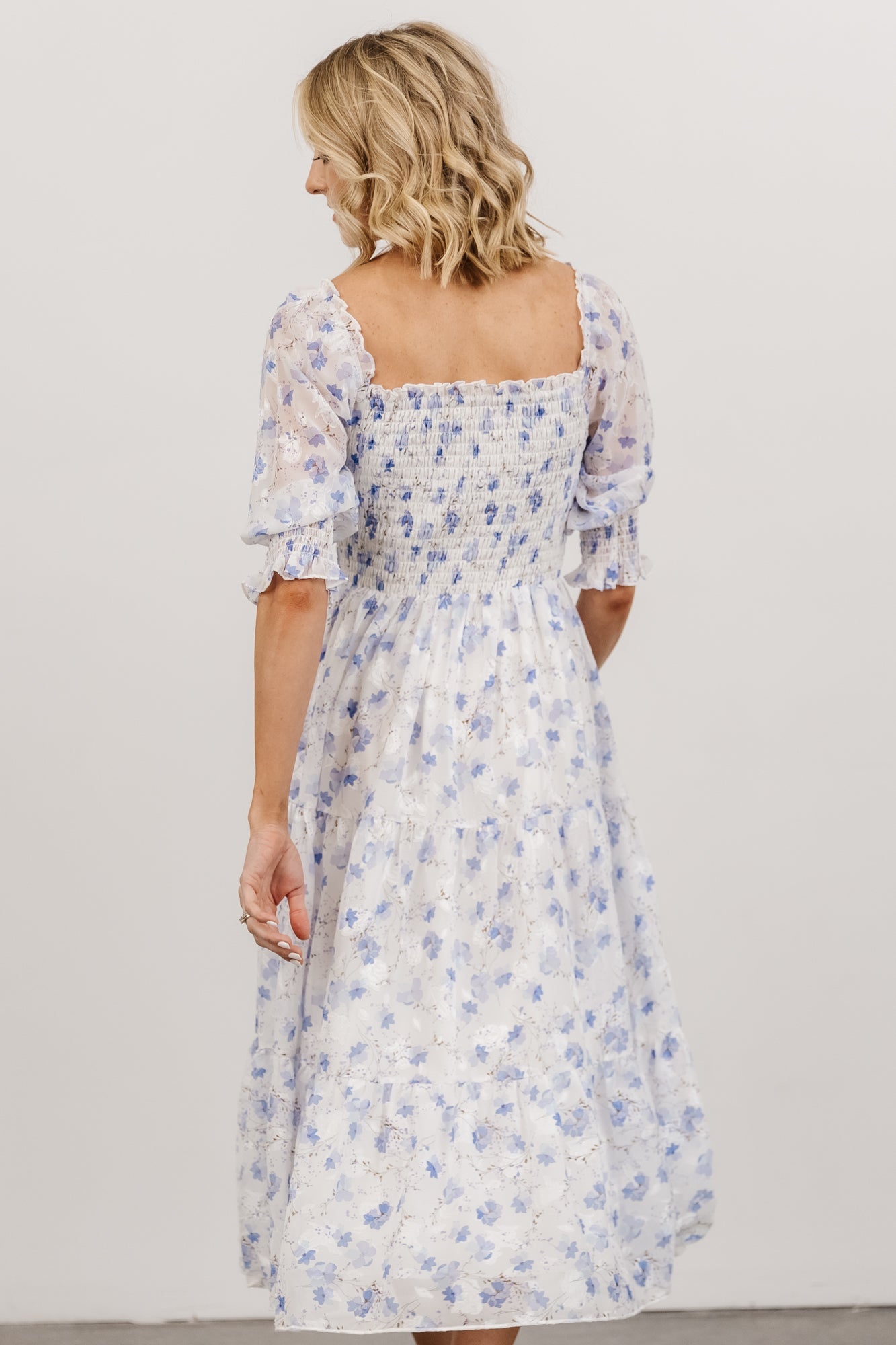 Fabian Jacquard Midi Dress | Blue Floral | Baltic Born