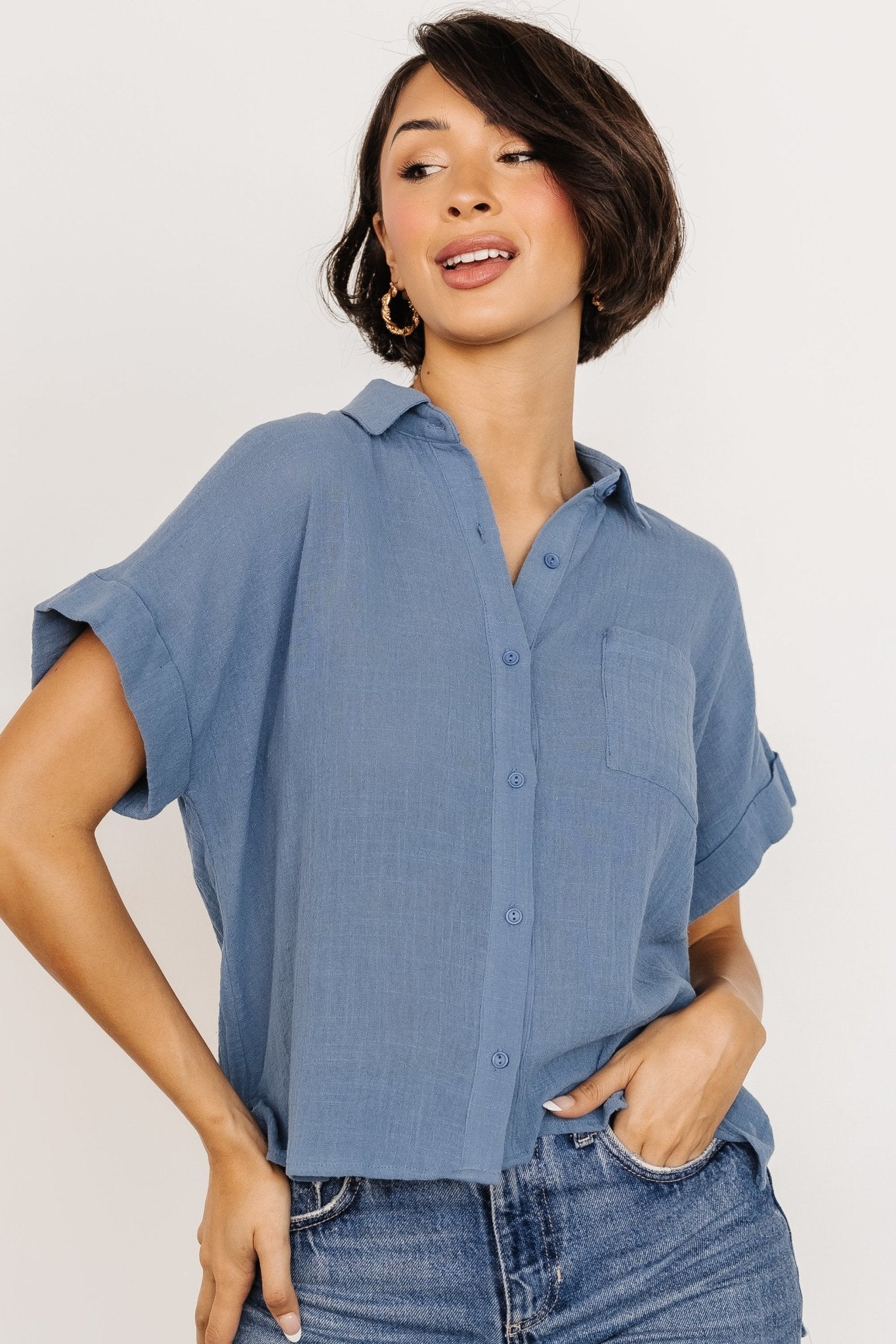 Hammond Short Sleeve Top | Slate Blue | Baltic Born