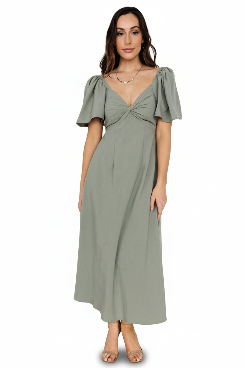 Indie Back Tie Dress | Dusty Green | Baltic Born