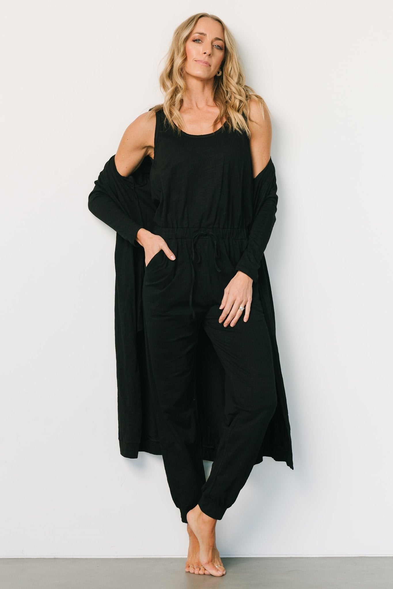 Janae Jumpsuit + Cardigan Set | Black – Baltic Born