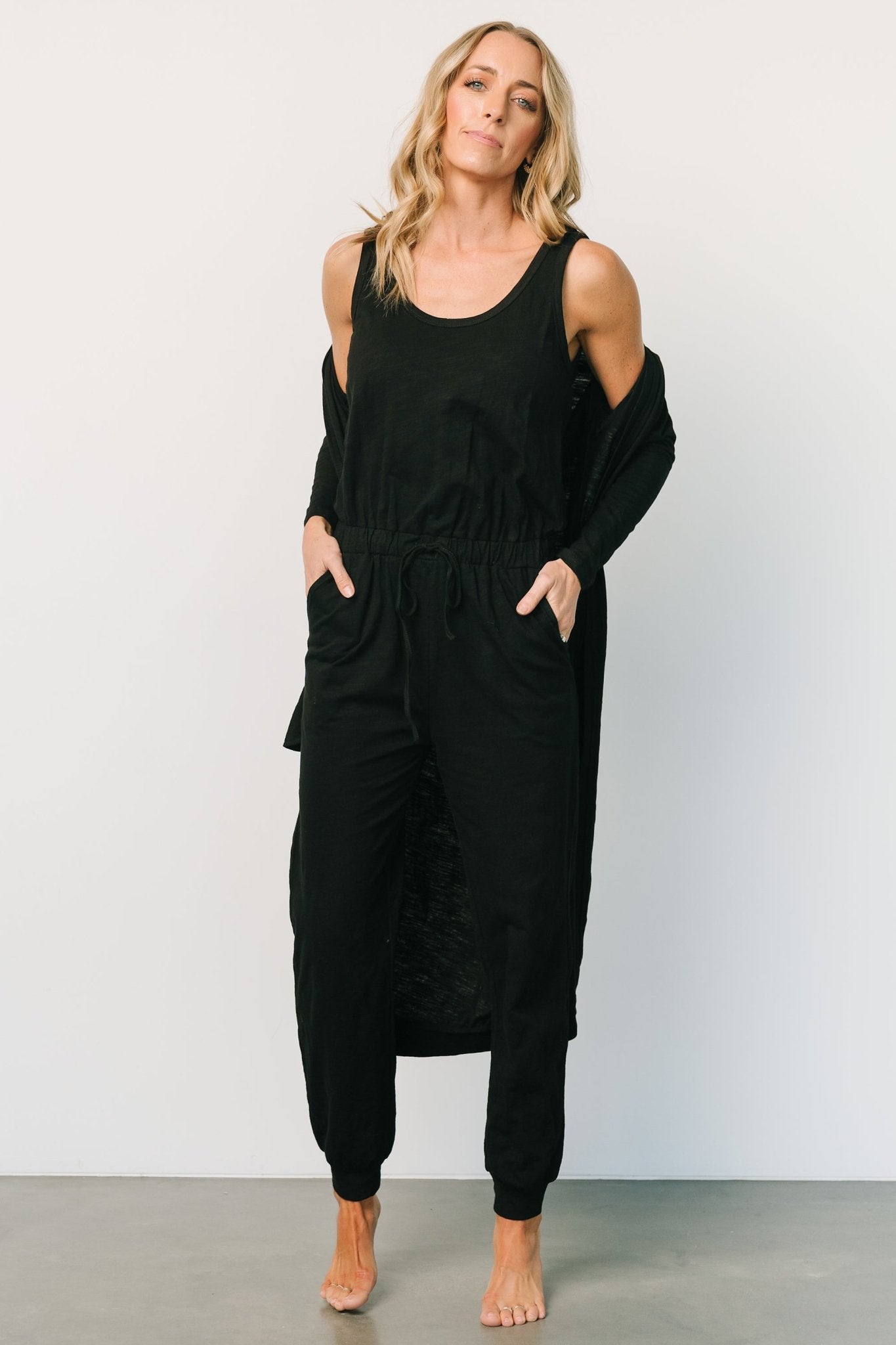 Janae Jumpsuit + Cardigan Set | Black – Baltic Born