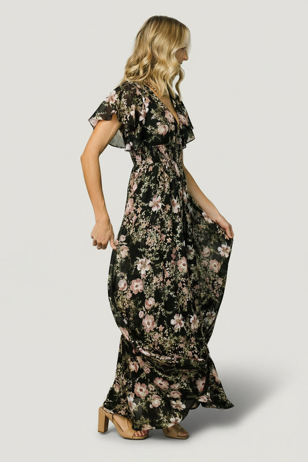 Lynlee Metallic Maxi Dress | Black + Mauve – Baltic Born