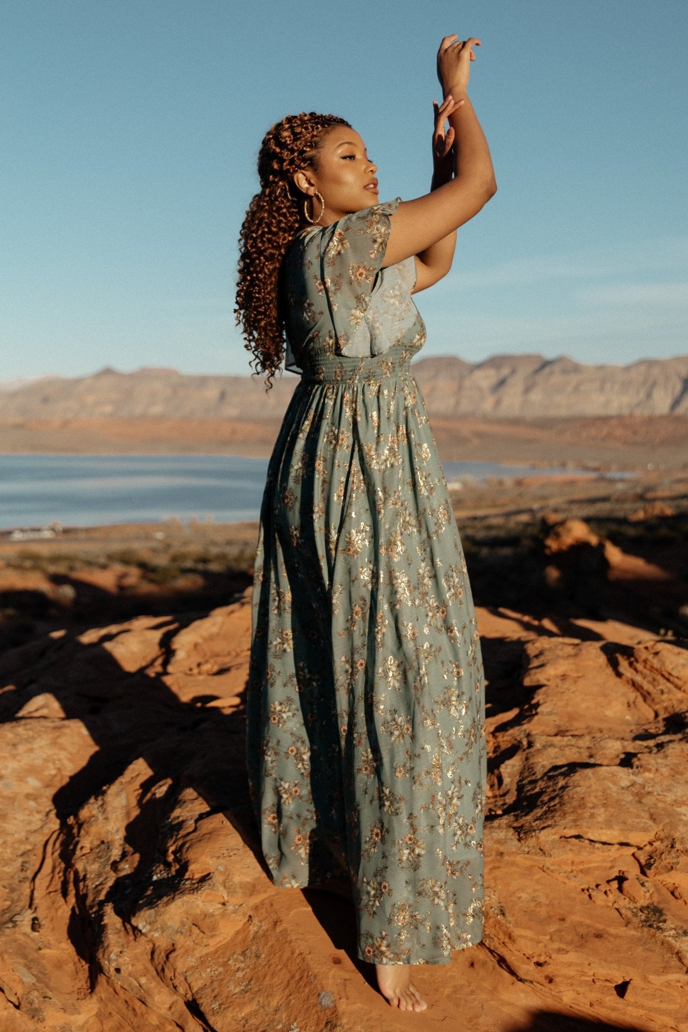 Lynlee Metallic Maxi Dress | Eucalyptus | Baltic Born