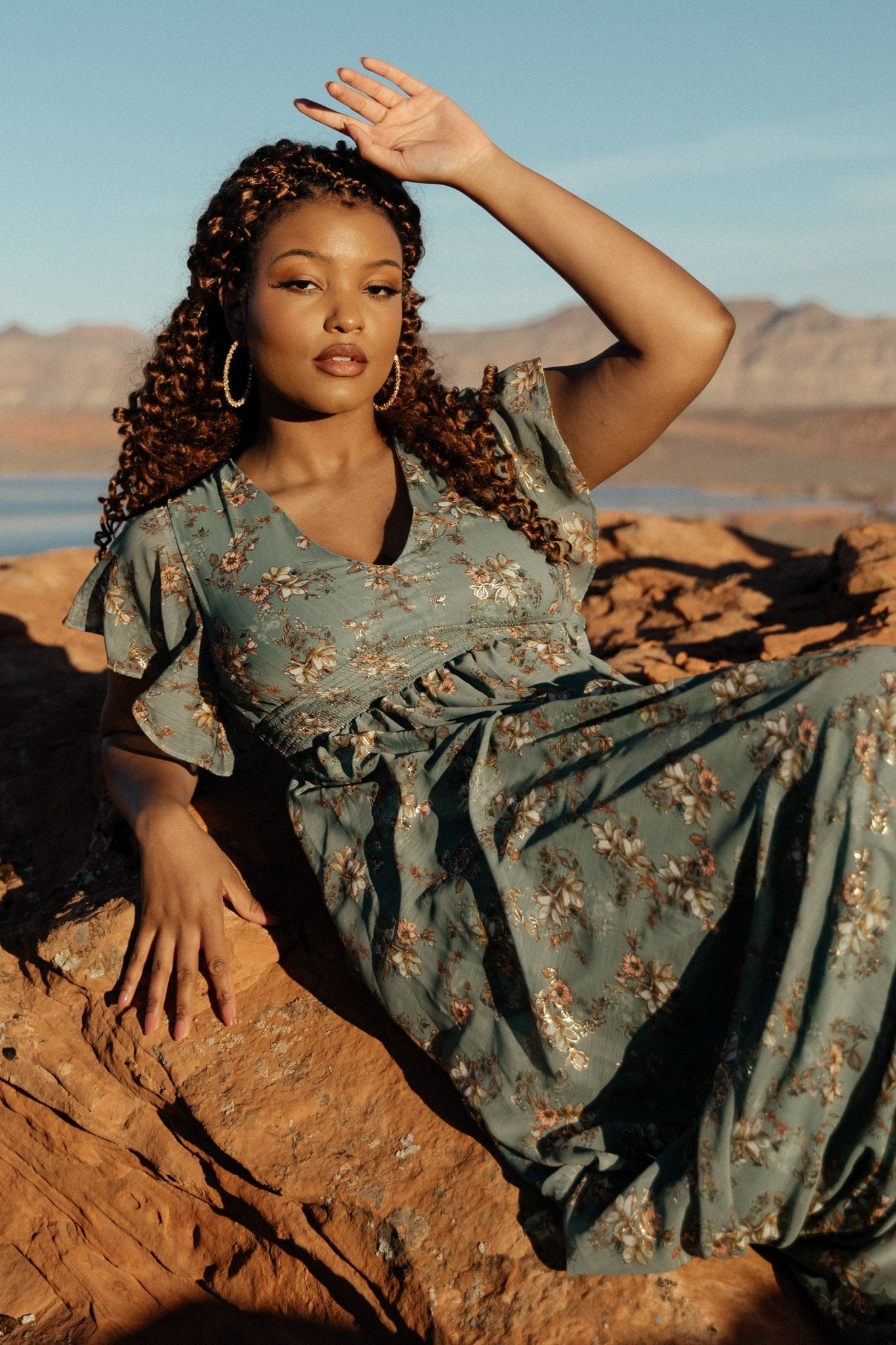 Lynlee Metallic Maxi Dress | Eucalyptus | Baltic Born