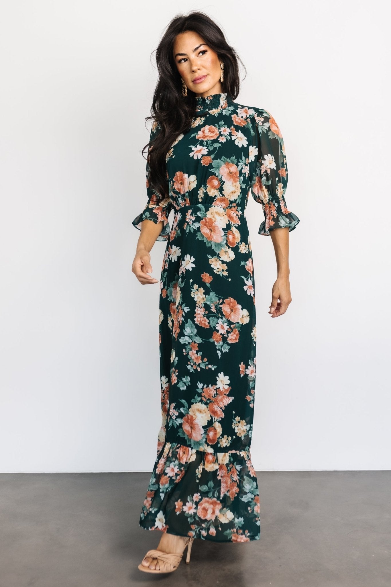 Marie Mock Neck Maxi Dress | Sage Floral | Baltic Born