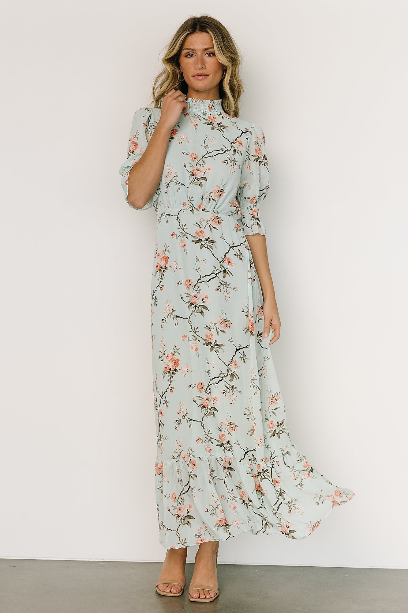 Marie Mock Neck Maxi Dress | Sage Floral – Baltic Born