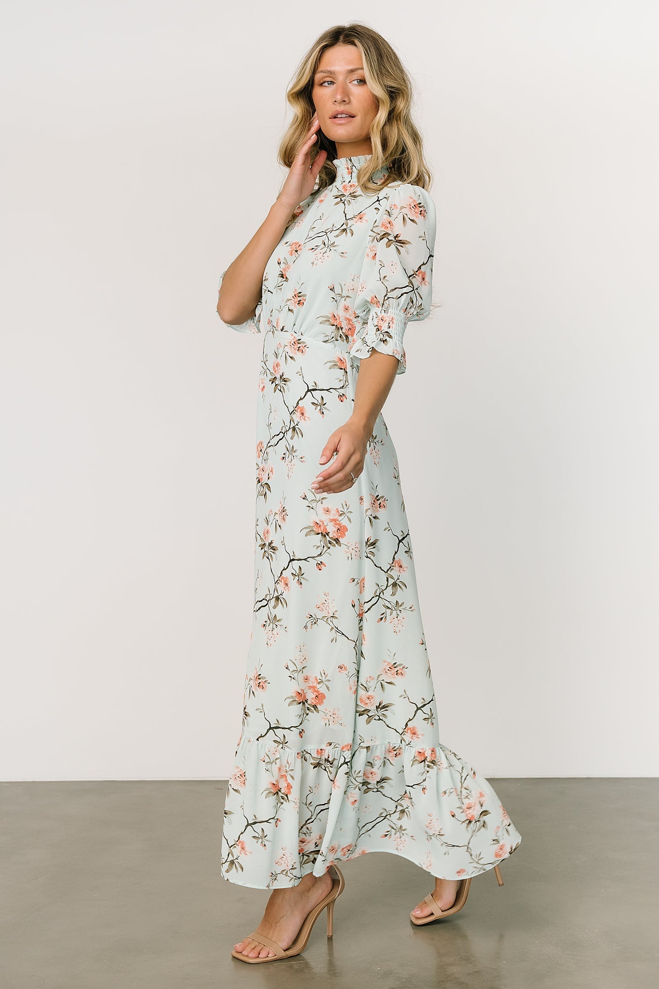 Marie Mock Neck Maxi Dress | Sage Floral – Baltic Born