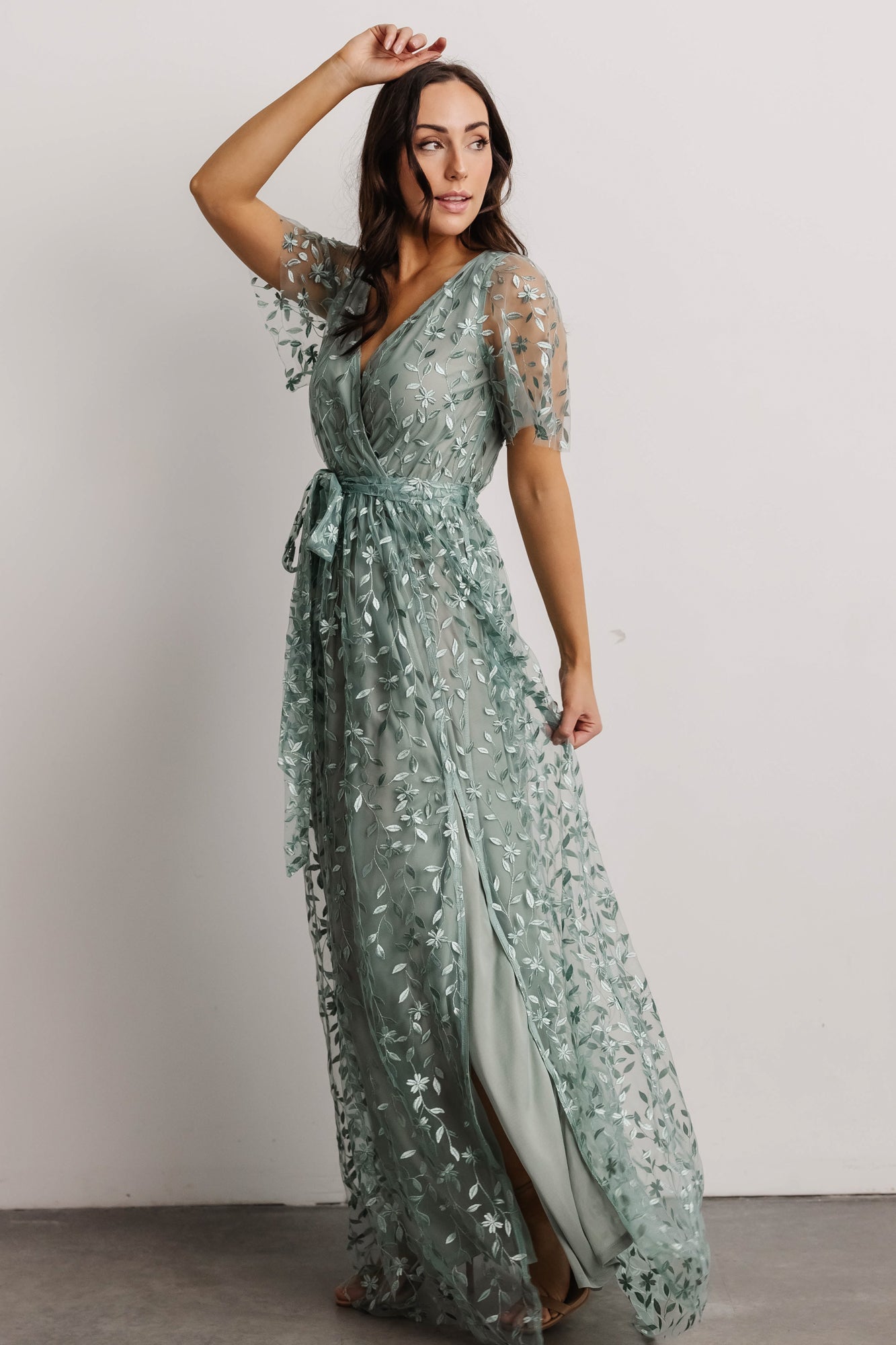 Marseille Embossed Maxi Dress | Eucalyptus – Baltic Born