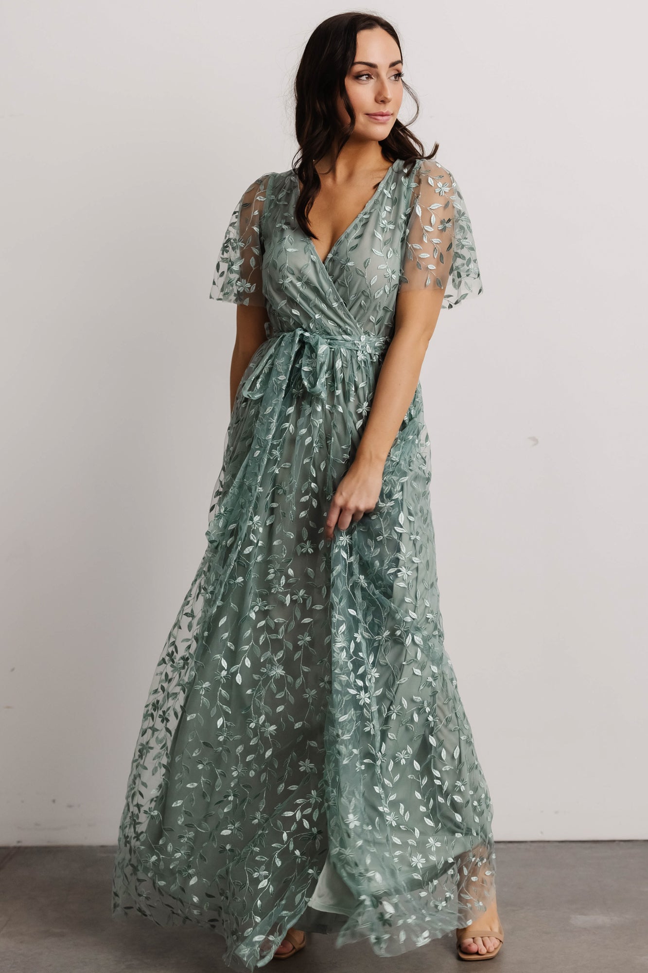 Marseille Embossed Maxi Dress | Eucalyptus – Baltic Born