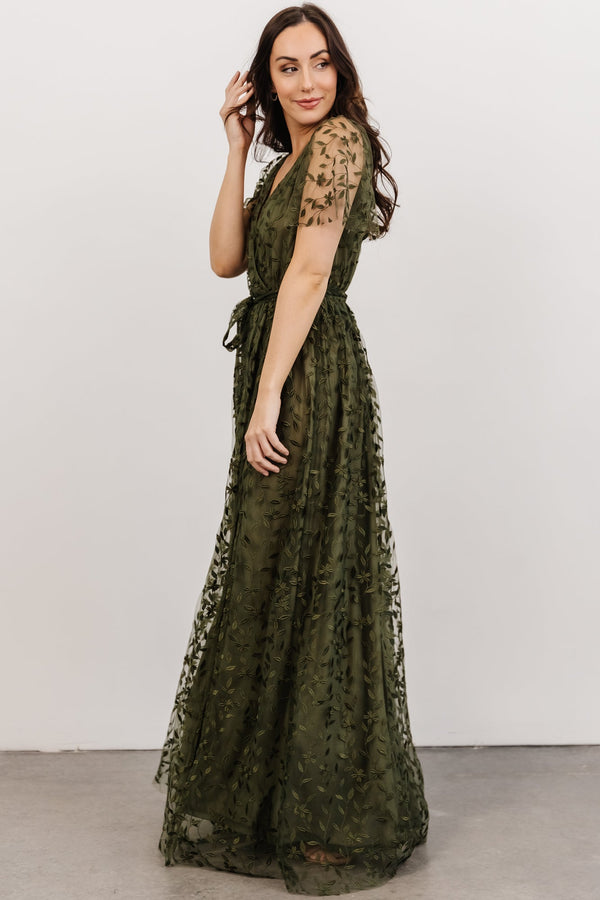 Marseille Embossed Maxi Dress | Olive – Baltic Born