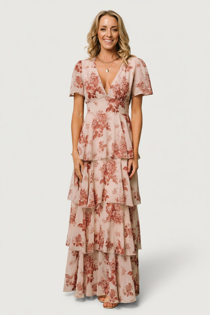 Montaigne Ruffle Maxi Dress | Rose Floral | Baltic Born