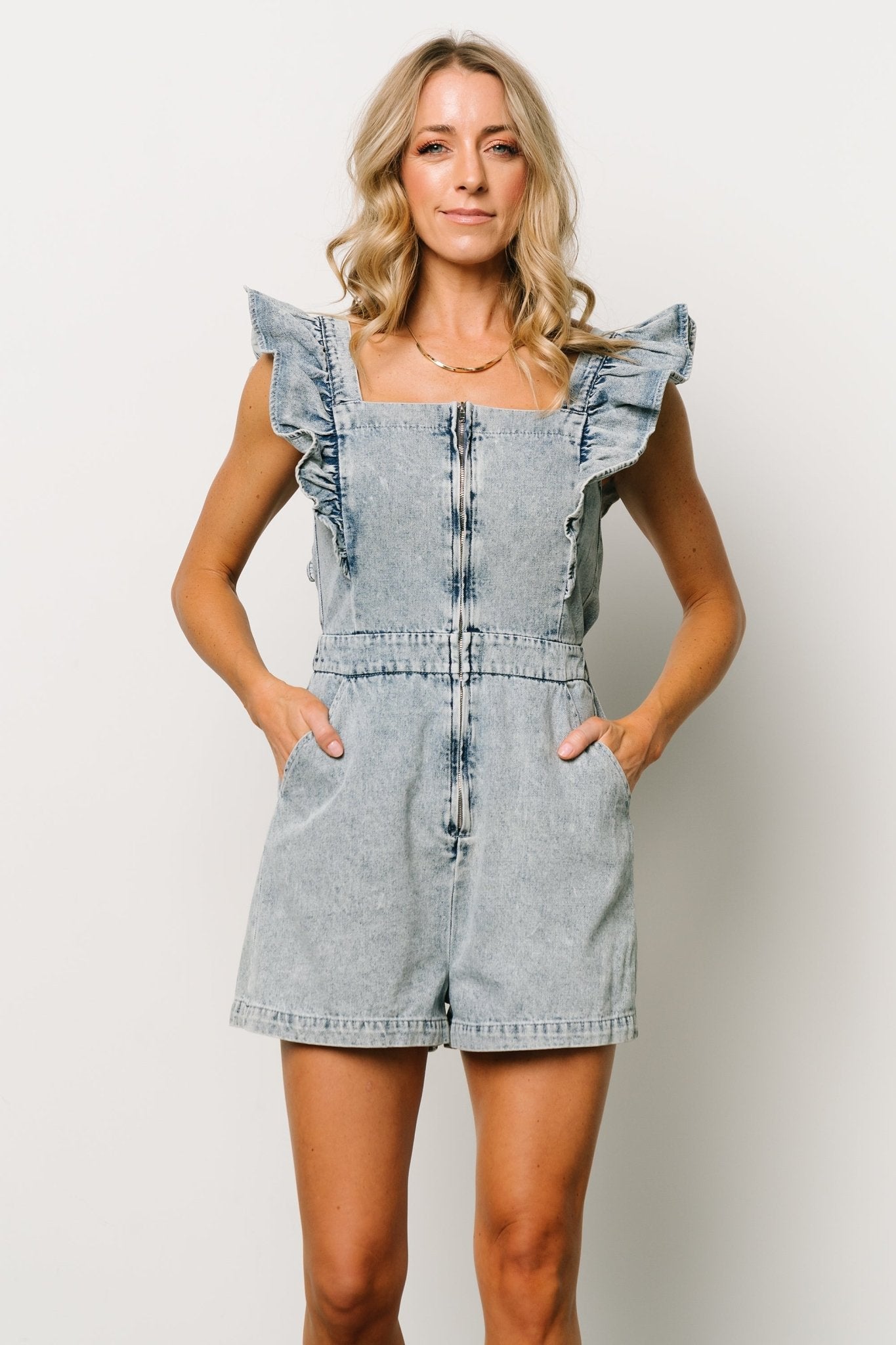 Montgomery Denim Romper | Black | Baltic Born