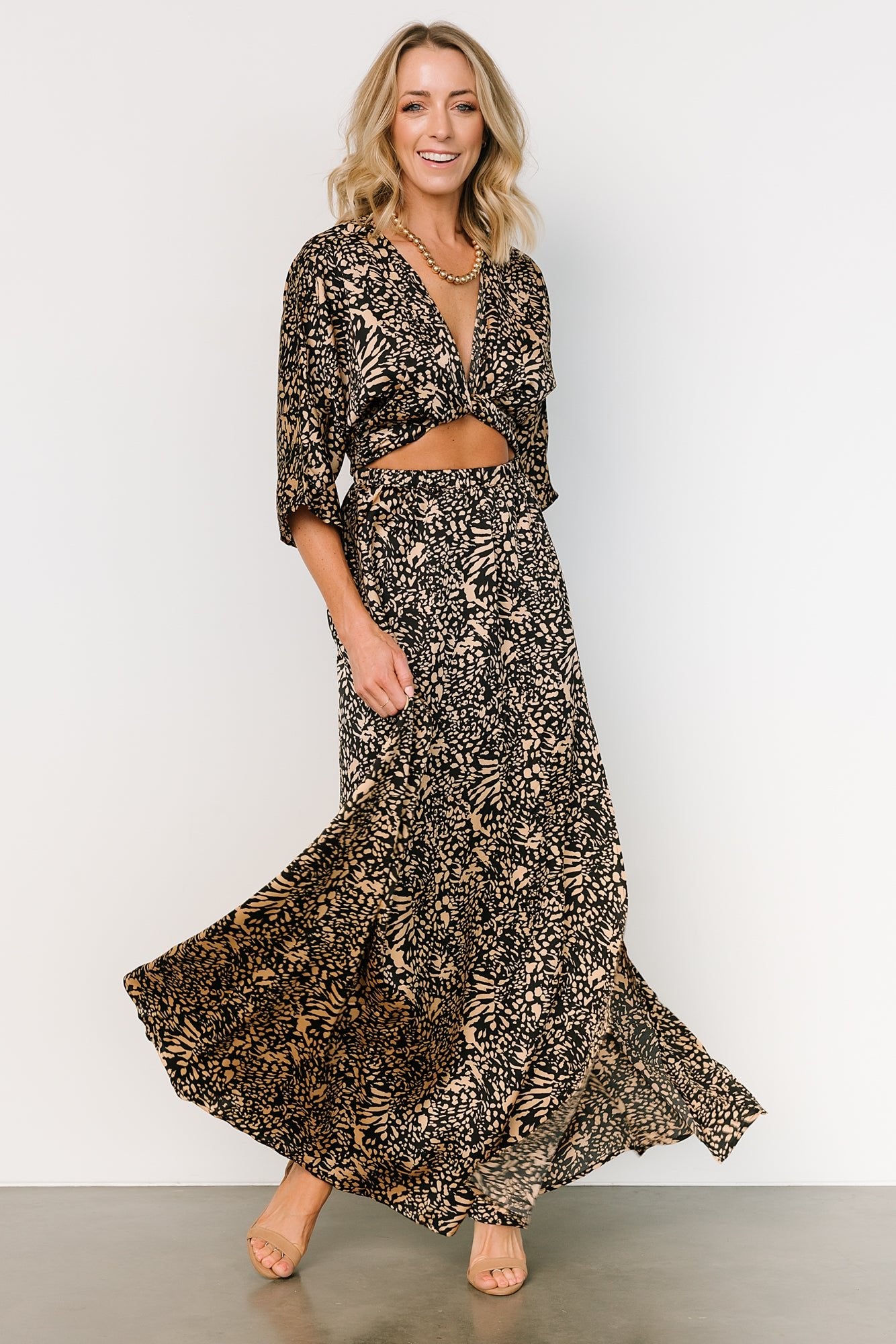 Morlana Maxi Dress | Black + Tan Print | Baltic Born