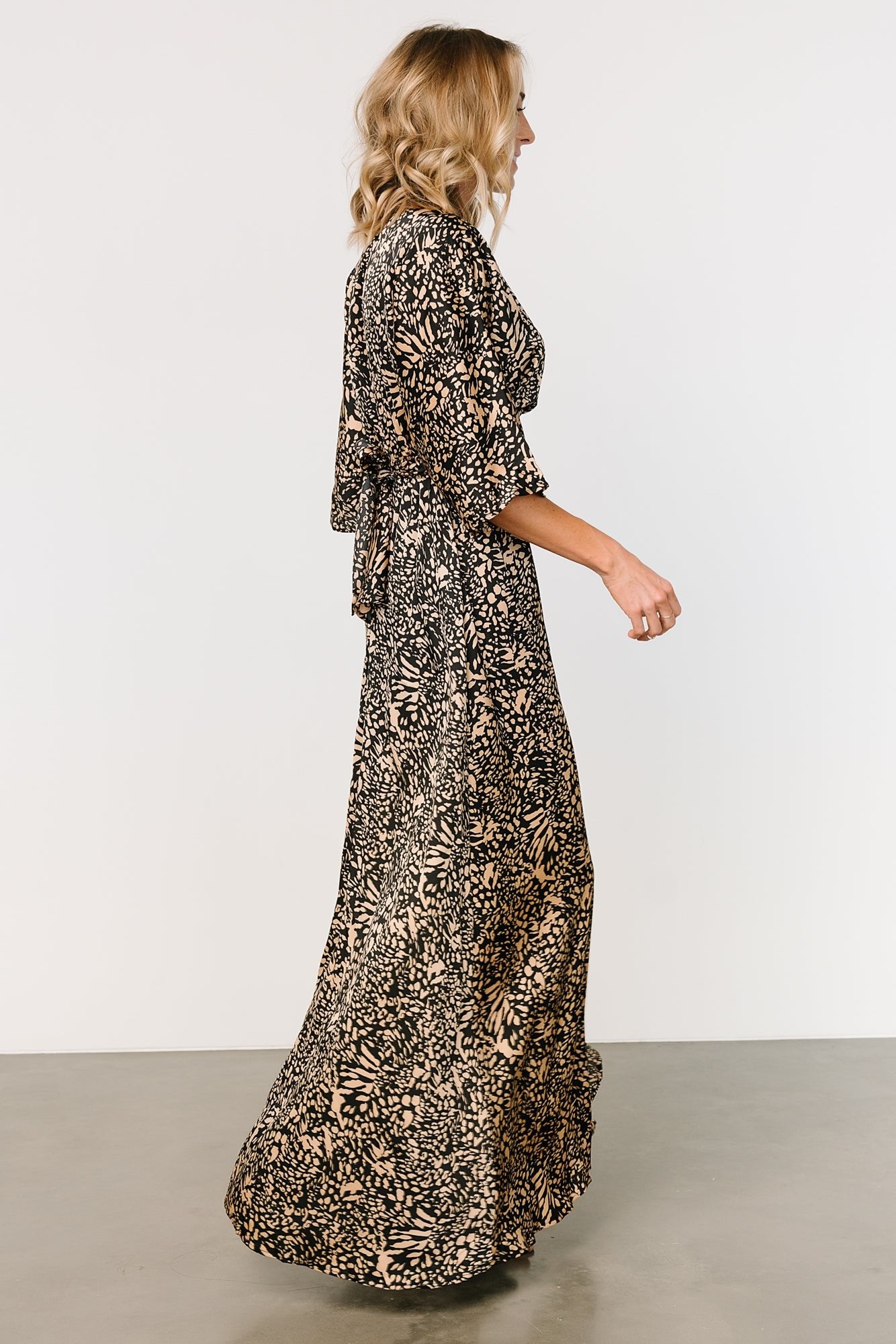 Morlana Maxi Dress | Black + Tan Print | Baltic Born