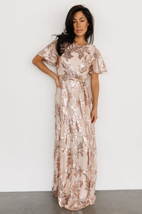 Muse Sequin Maxi Dress | Rose Gold | Baltic Born