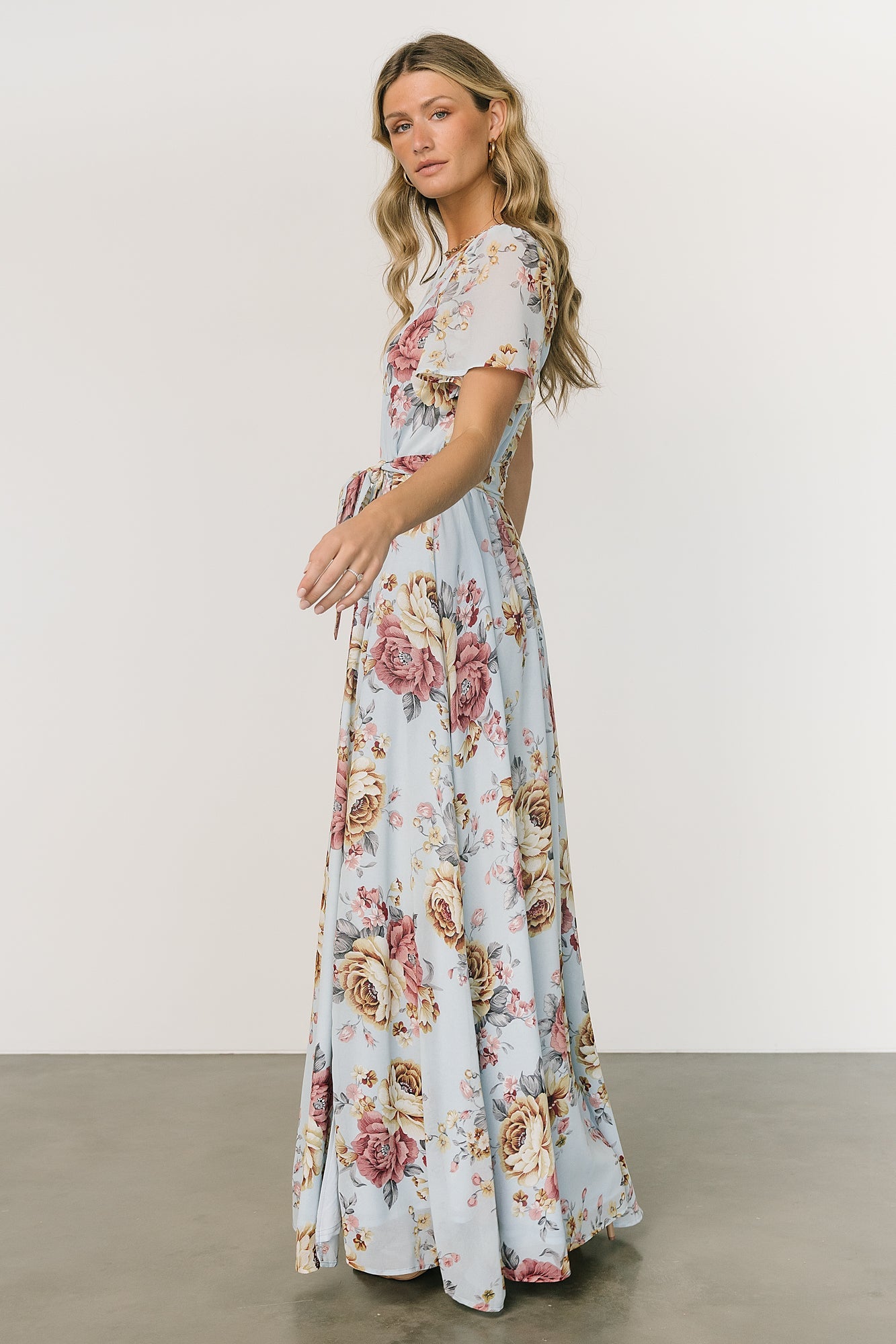 Naomi Short Sleeve Maxi Dress | Navy Floral | Baltic Born