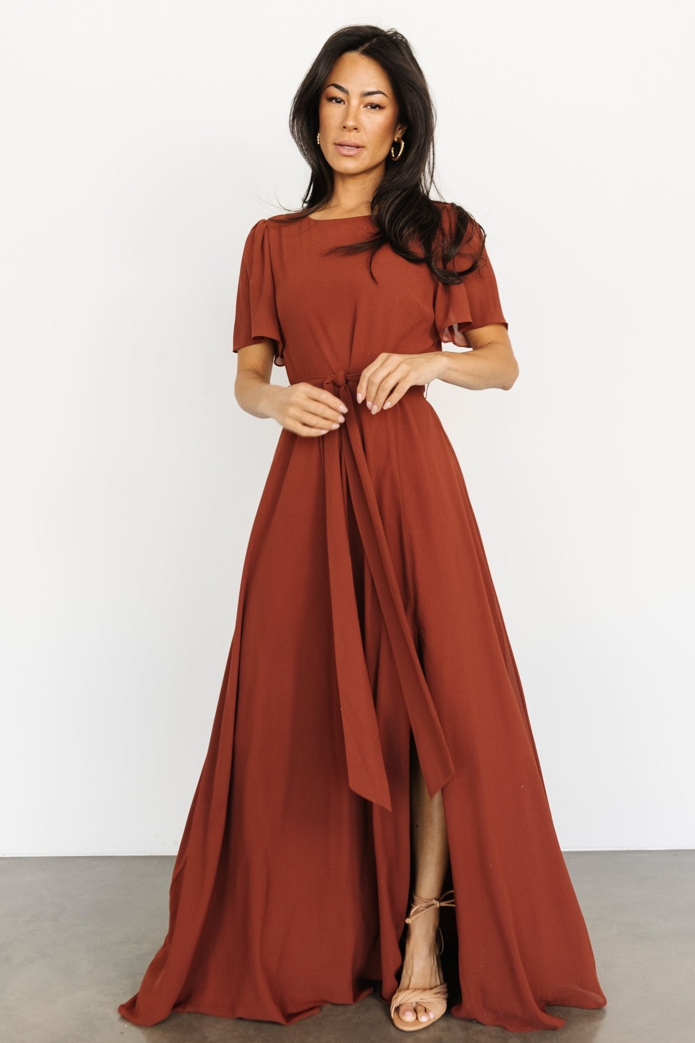 Naomi Short Sleeve Maxi Dress | Cinnamon | Baltic Born