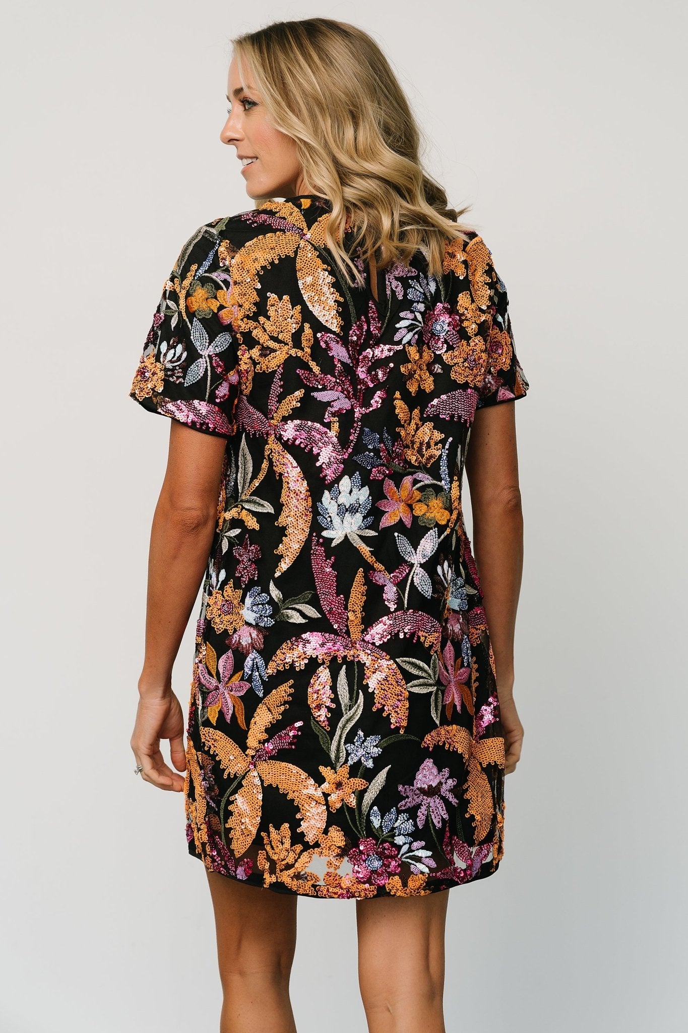 Patricia Sequin Short Dress | Black | Baltic Born