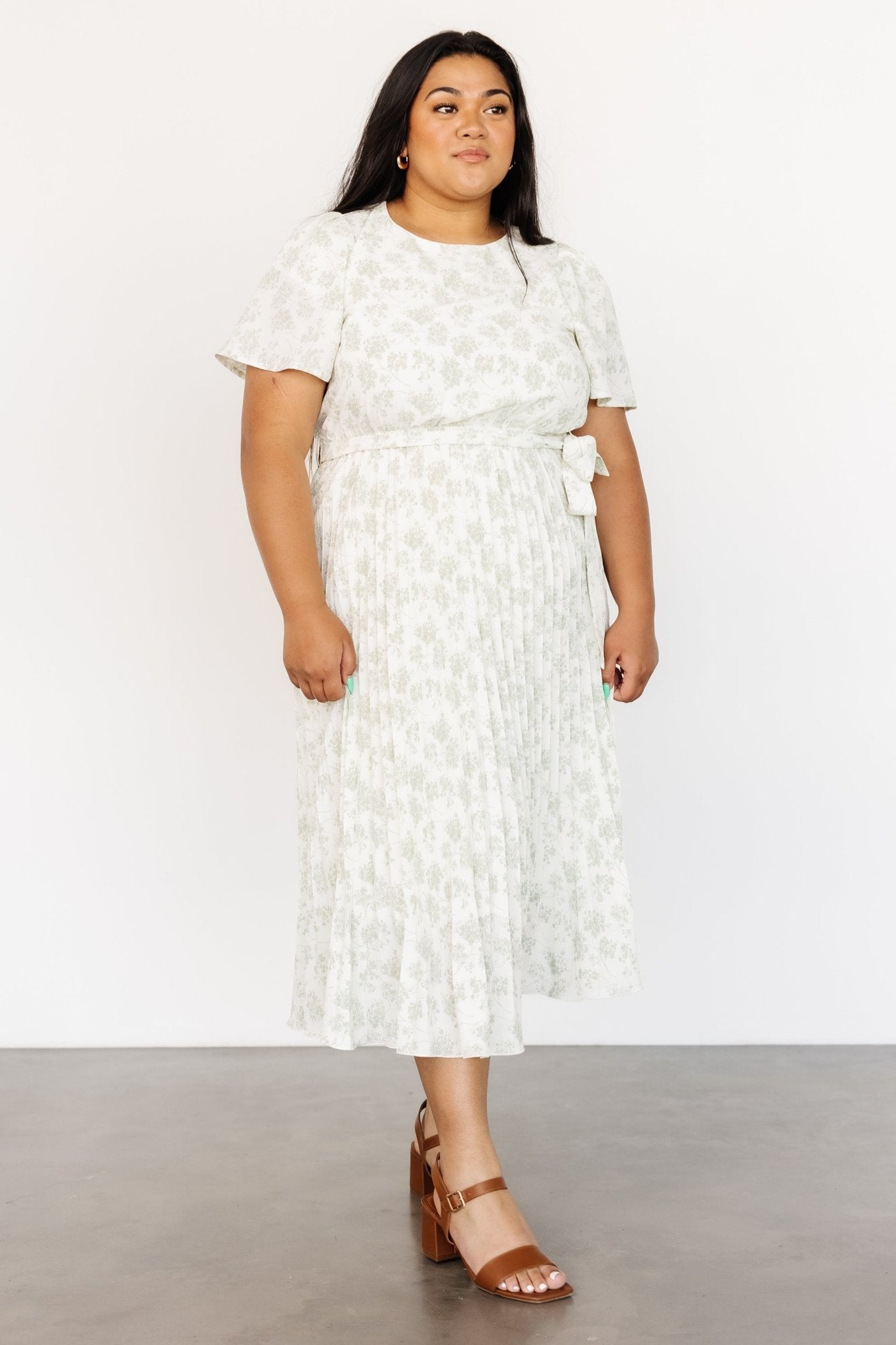 Prim Pleated Dress | Navy Print | Baltic Born