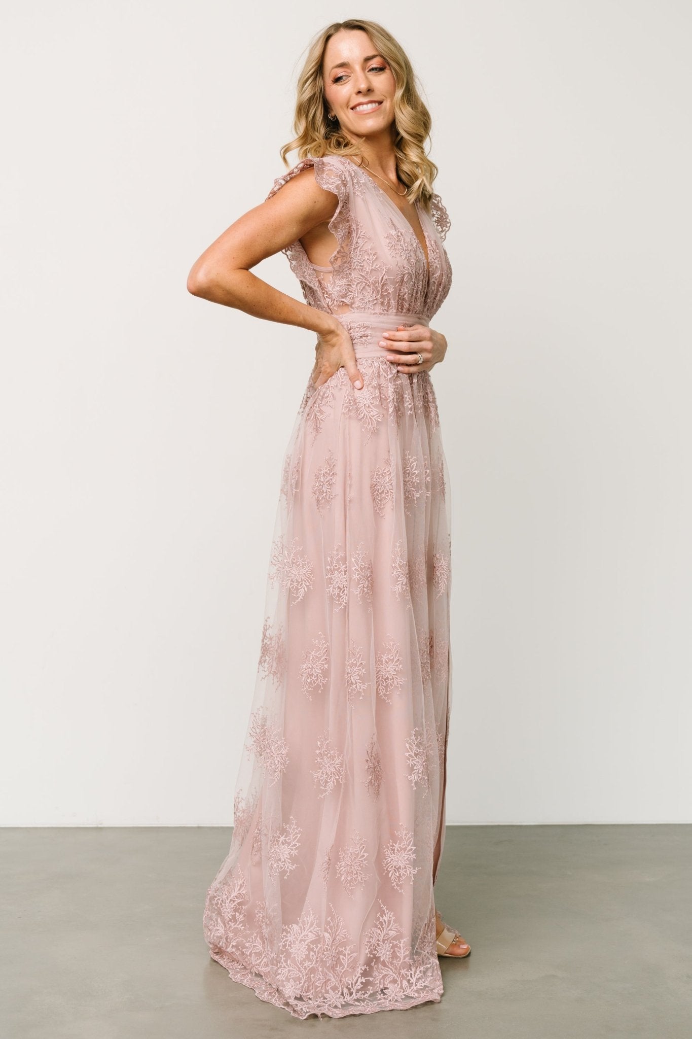Rhea Tulle Maxi Dress | Dusty Rose | Baltic Born