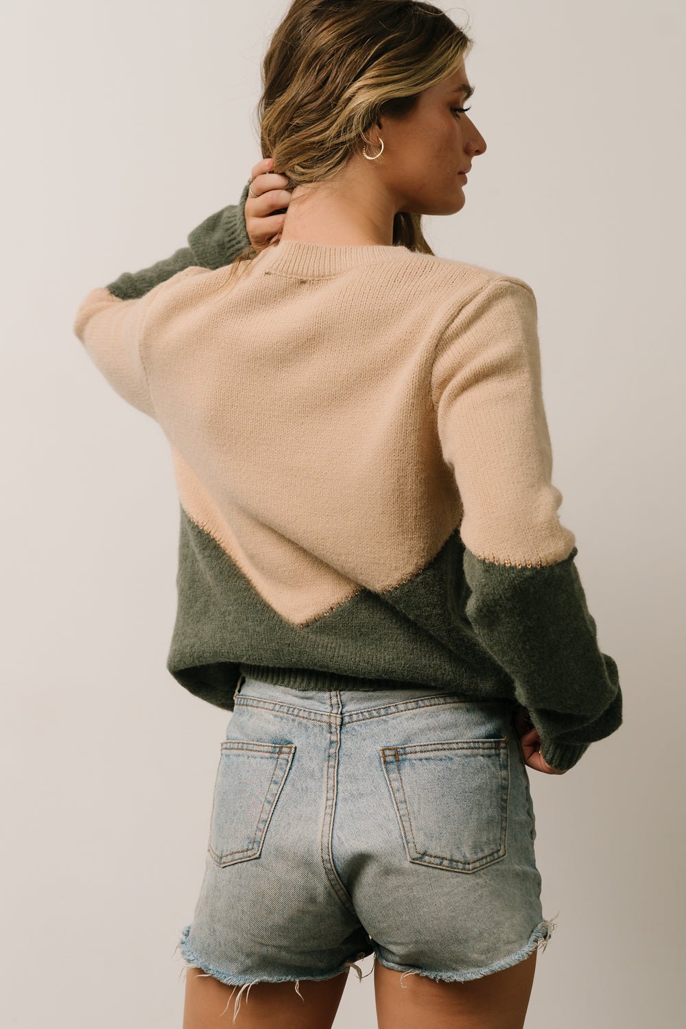 Rowen Color Block Sweater | Natural + Green | Baltic Born