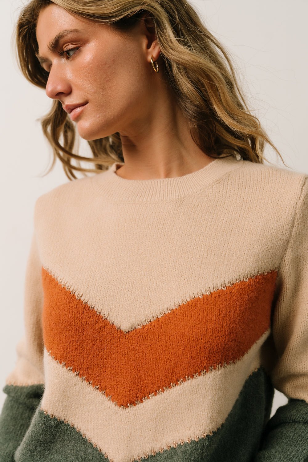 Rowen Color Block Sweater | Natural + Green | Baltic Born