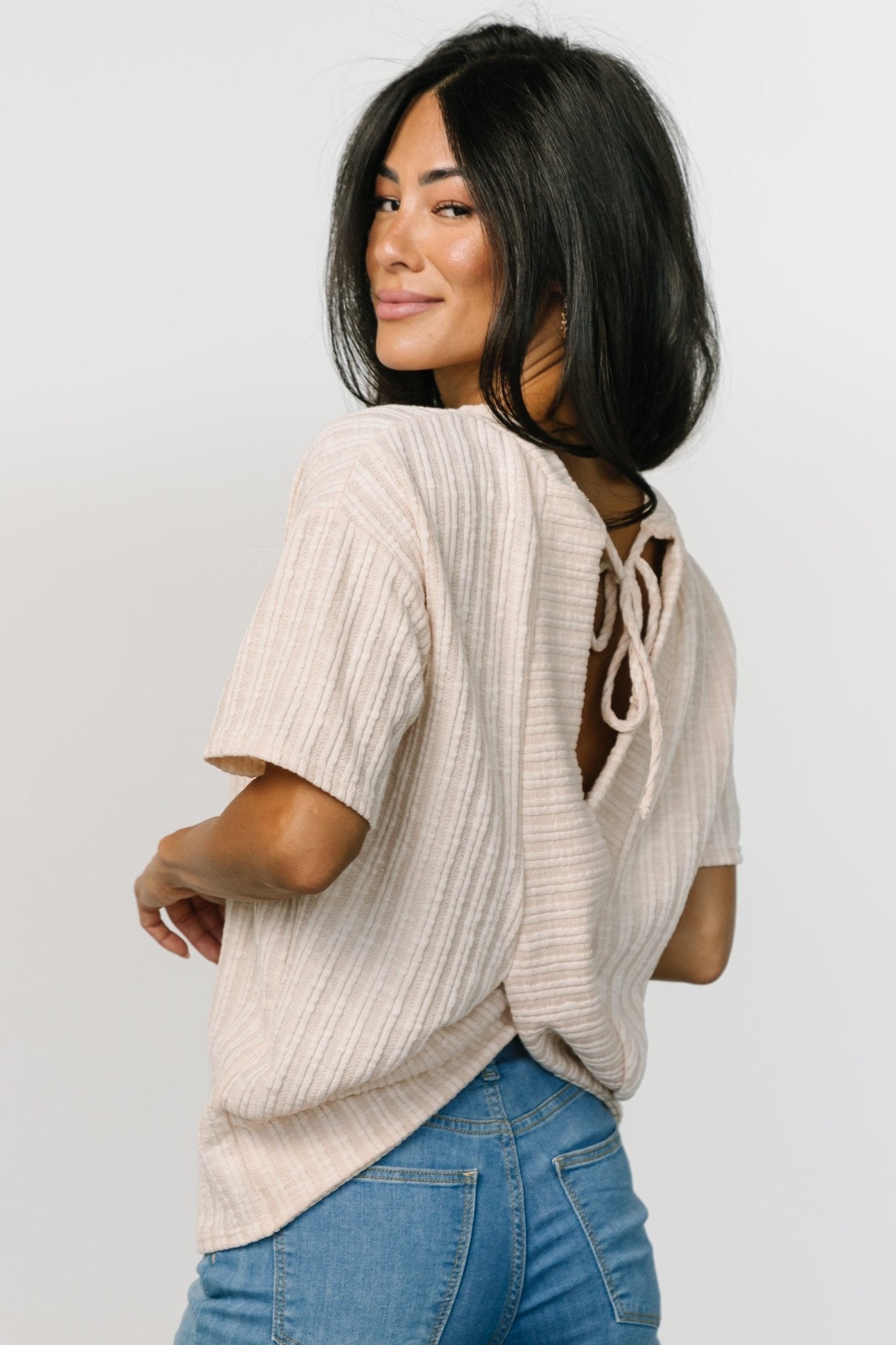 Roxi Open Back Tie Top | Natural | Baltic Born
