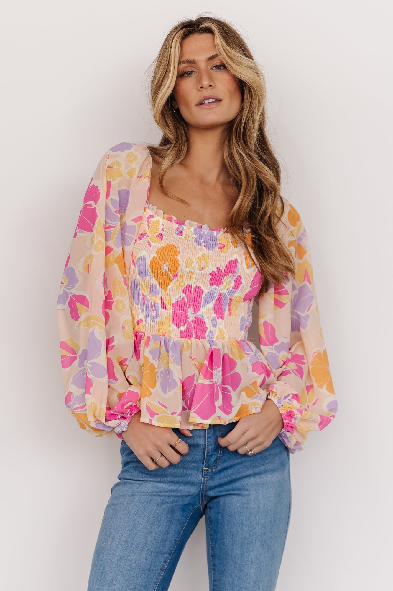 Sally Smocked Top | Pink Multi – Baltic Born