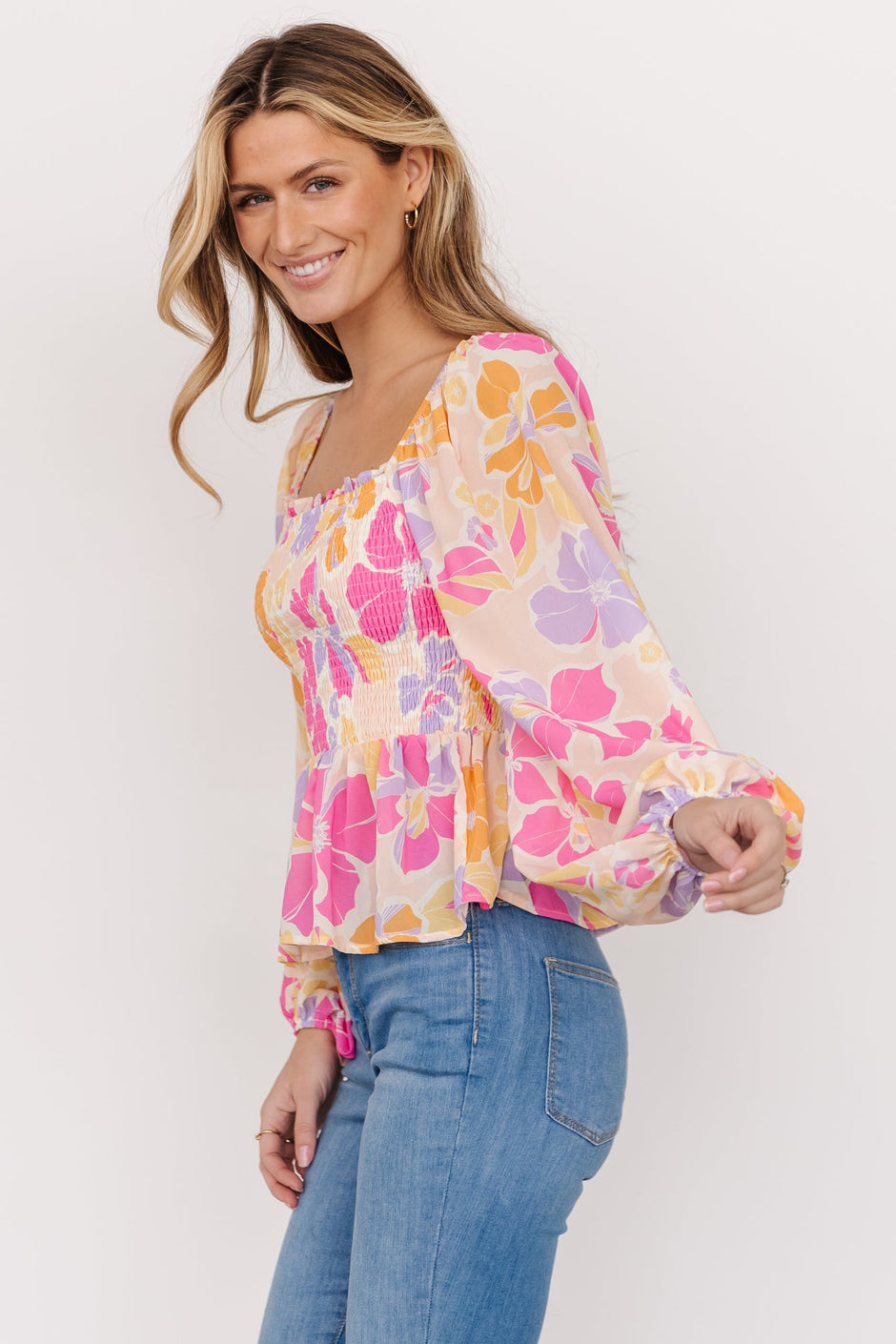 Sally Smocked Top | Pink Multi – Baltic Born