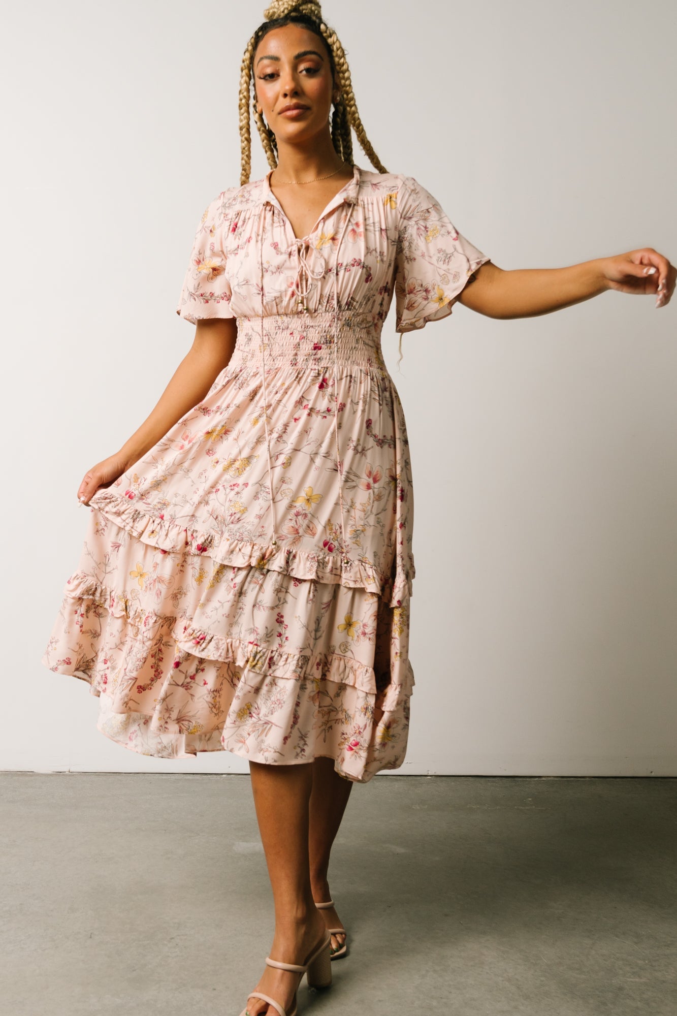 Spell Boho Midi Dress | Topaz + Blush Floral | Baltic Born