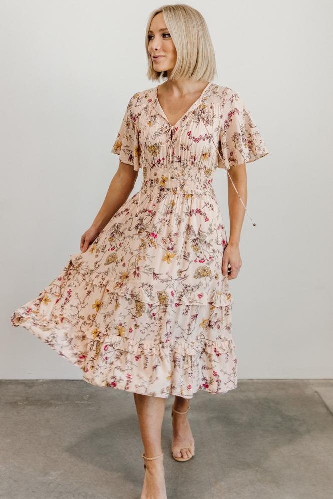 Spell Boho Midi Dress | Topaz + Blush Floral | Baltic Born