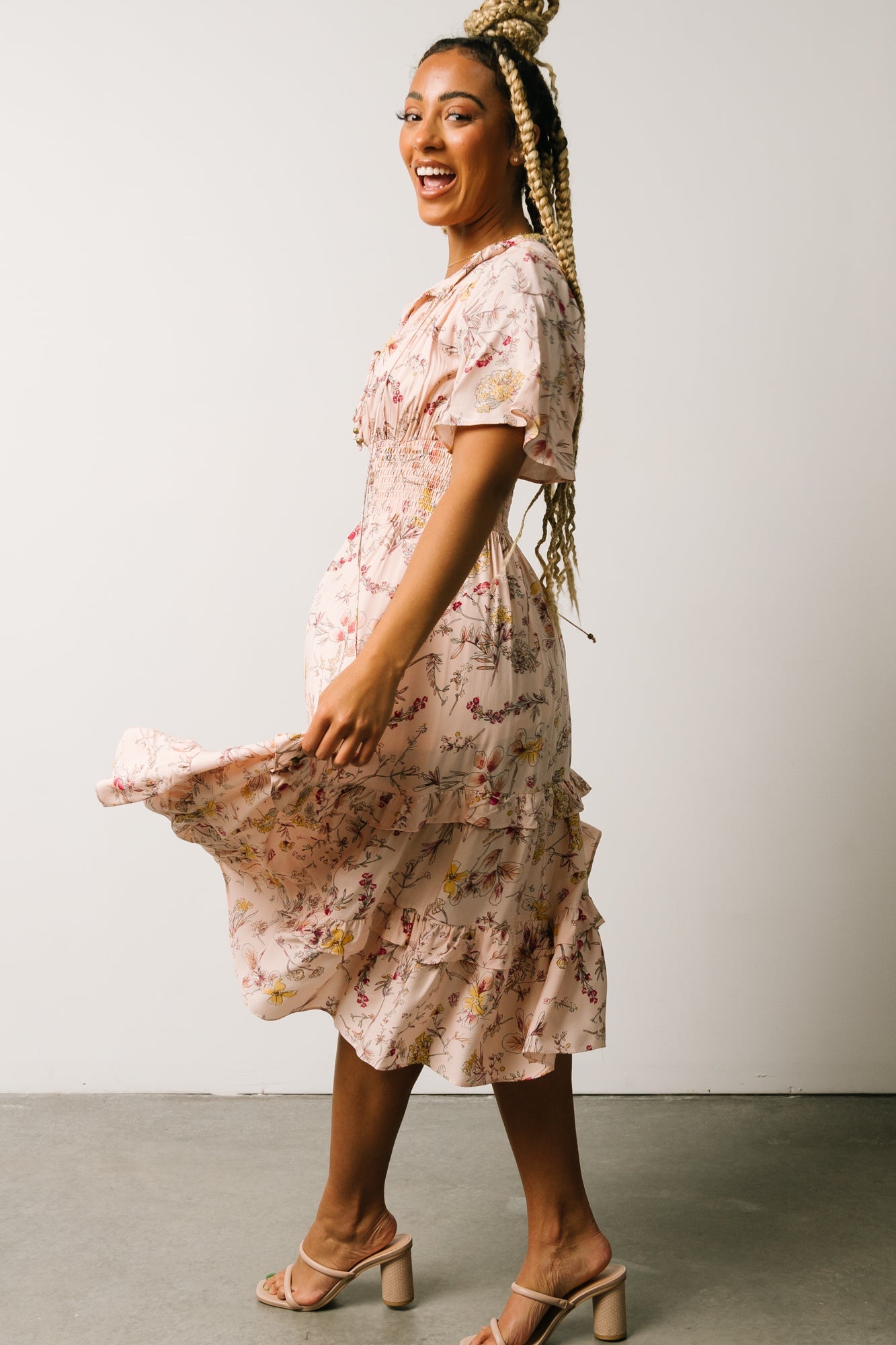 Spell Boho Midi Dress | Topaz + Blush Floral | Baltic Born