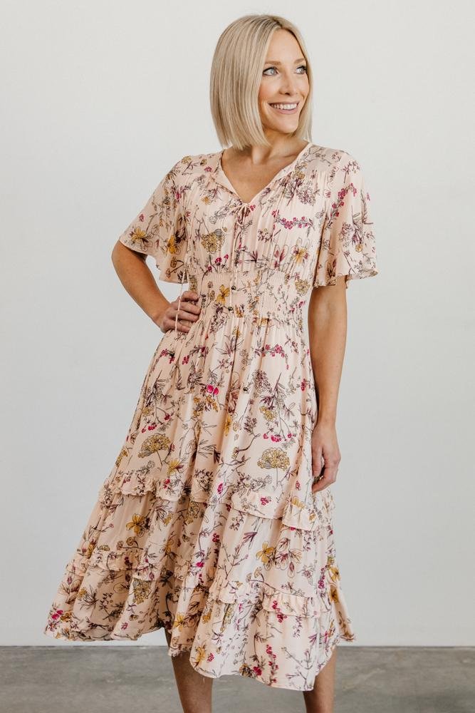 Spell Boho Midi Dress | Topaz + Blush Floral | Baltic Born