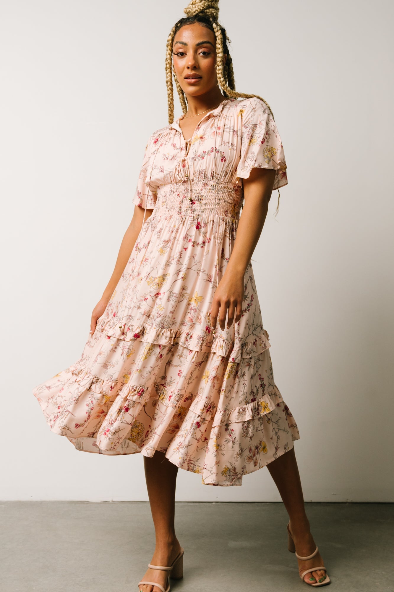 Spell Boho Midi Dress | Topaz + Blush Floral | Baltic Born