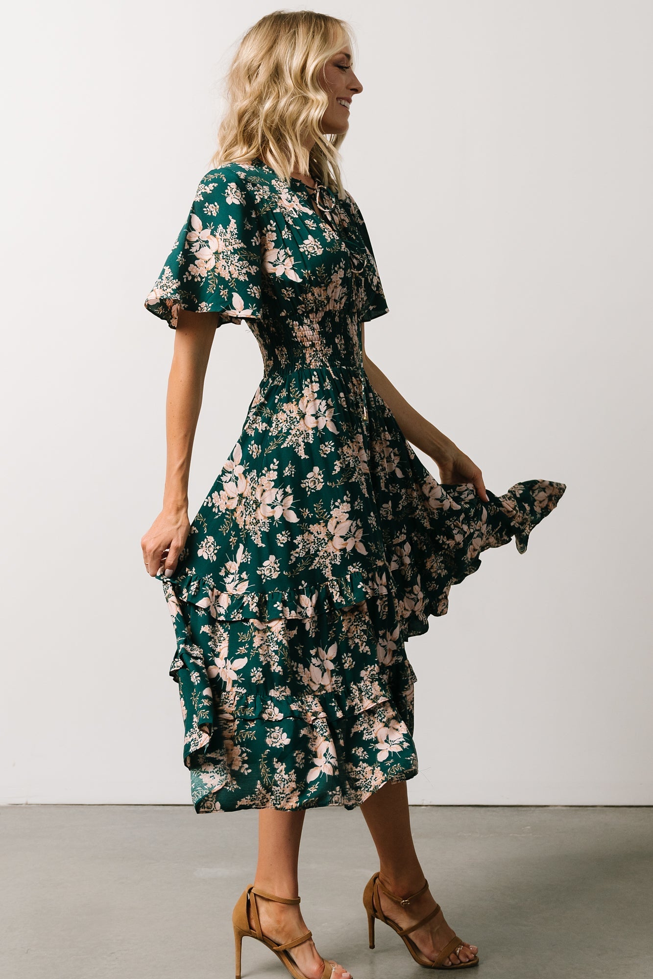 Spell Boho Midi Dress | Sage + Pink Floral | Baltic Born