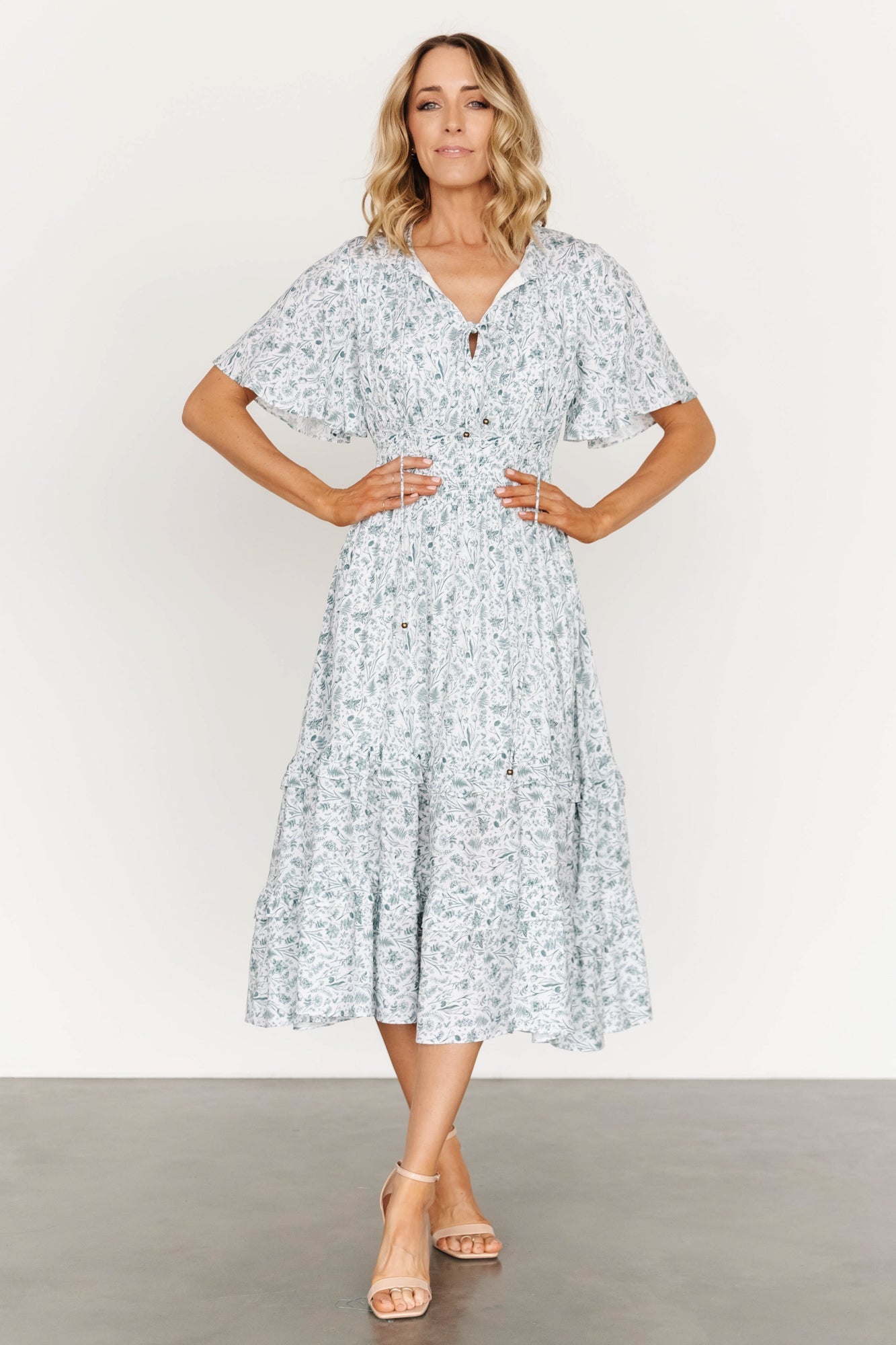 Spell Boho Midi Dress | Sage + Pink Floral | Baltic Born