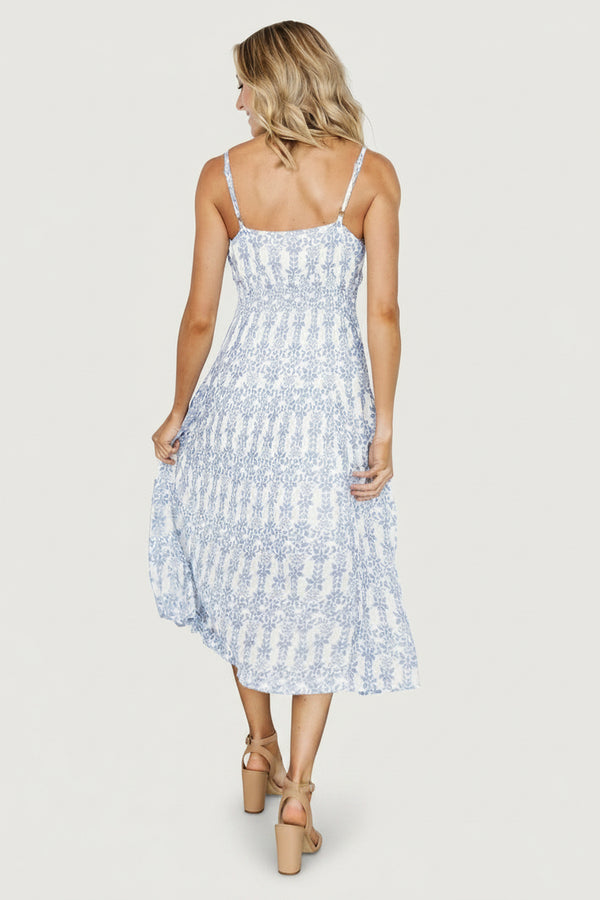 Thebes Tank Midi Dress — Blue Print Rayon | Baltic Born
