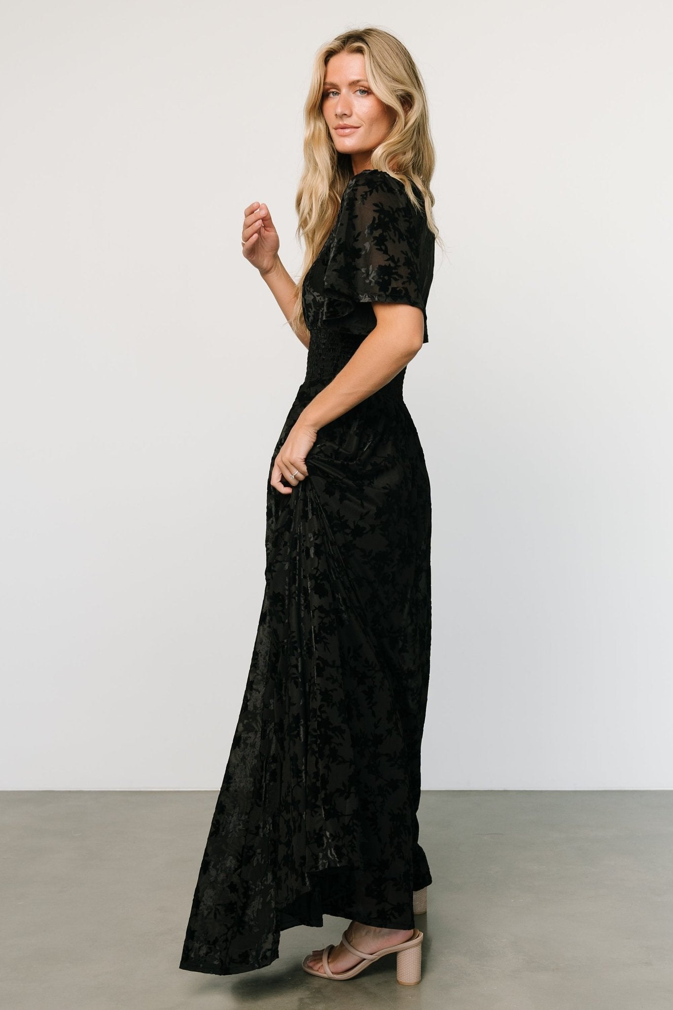 Veronica Velvet Maxi Dress | Black | Baltic Born
