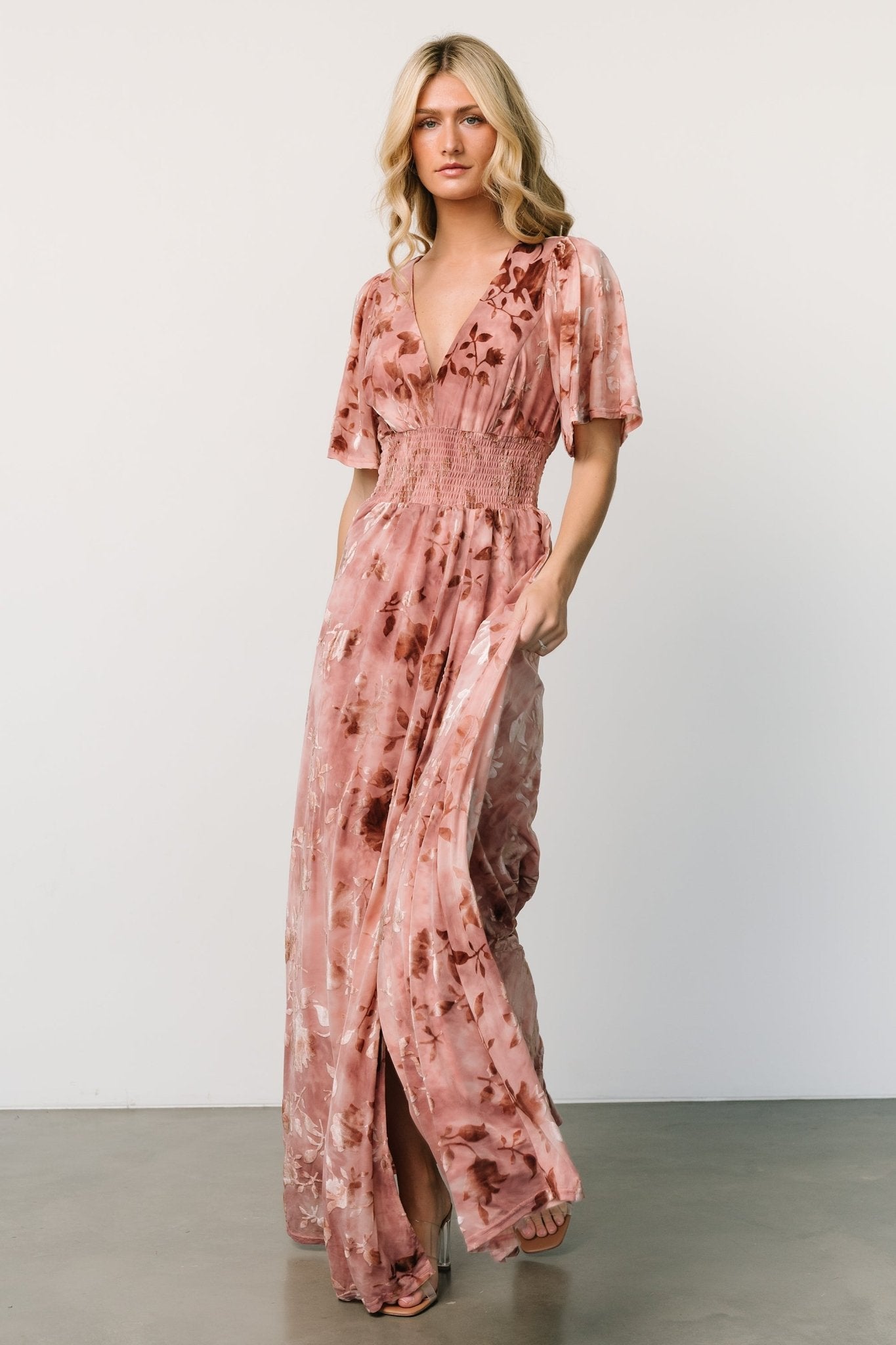 Veronica Velvet Maxi Dress | Blush – Baltic Born