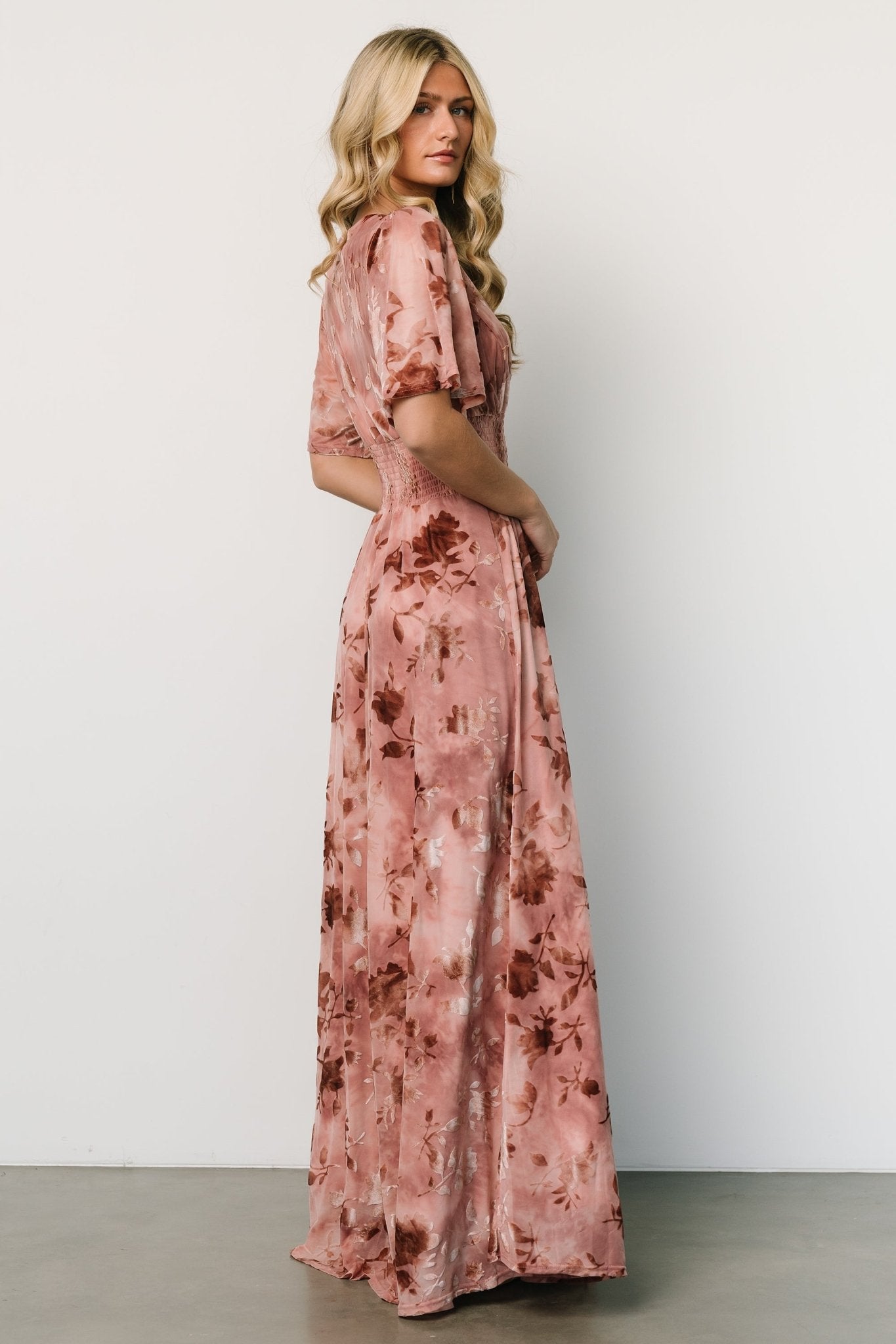 Veronica Velvet Maxi Dress | Blush – Baltic Born