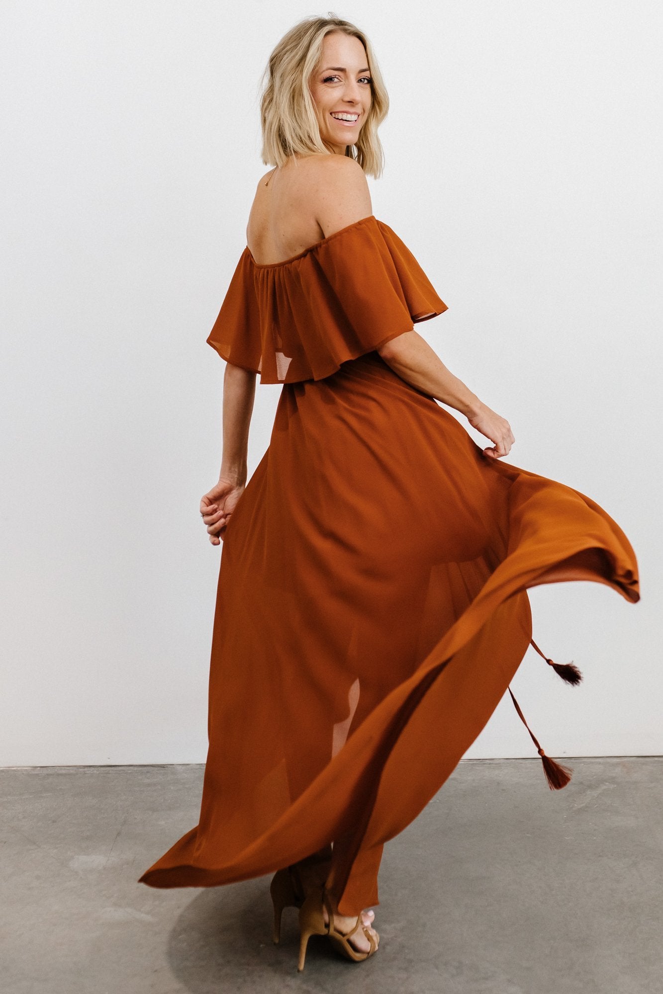 Victoria Off Shoulder Maxi Dress | Spice | Baltic Born