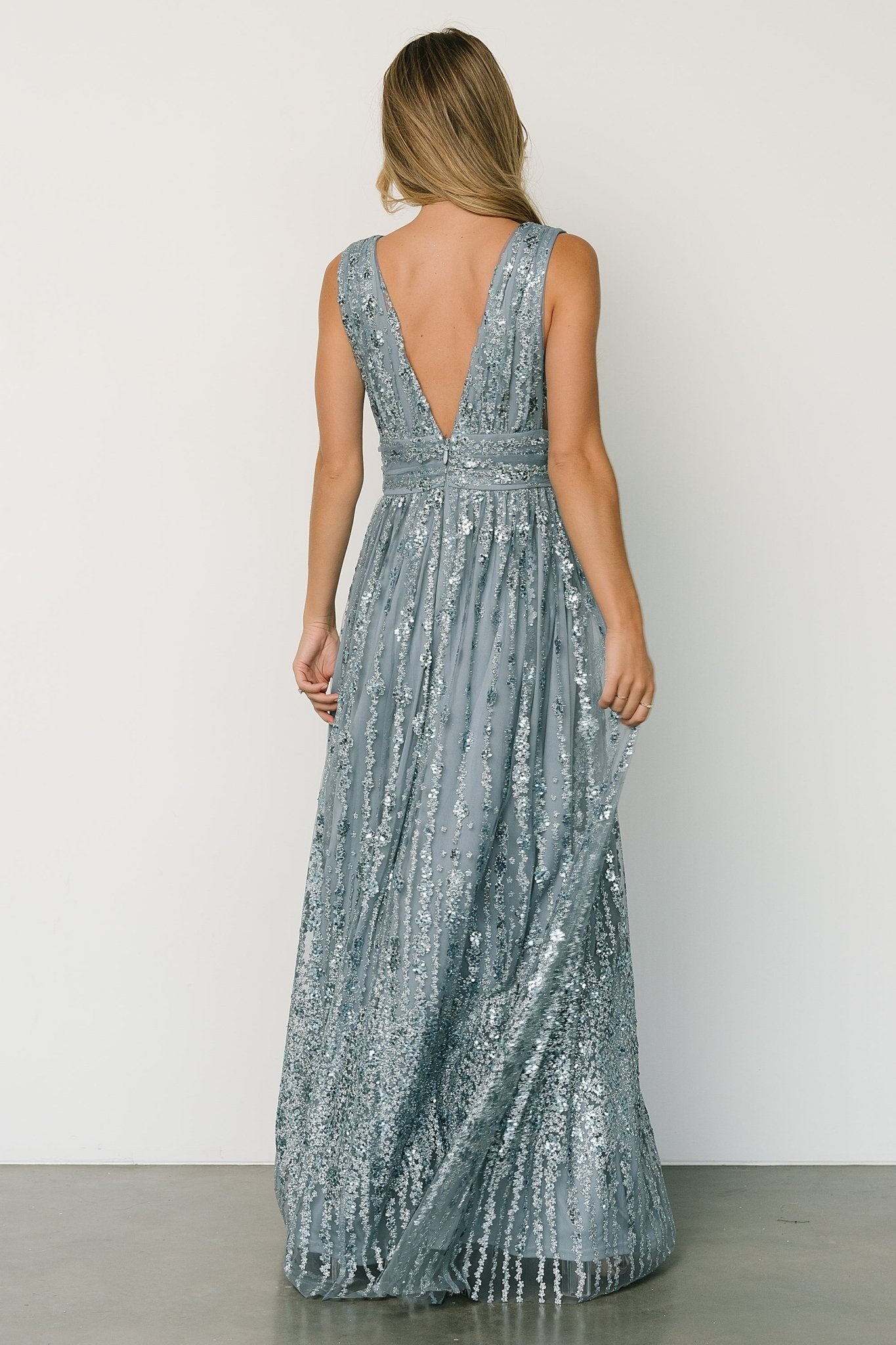 Yvette Sequin Gown | Slate Blue | Baltic Born