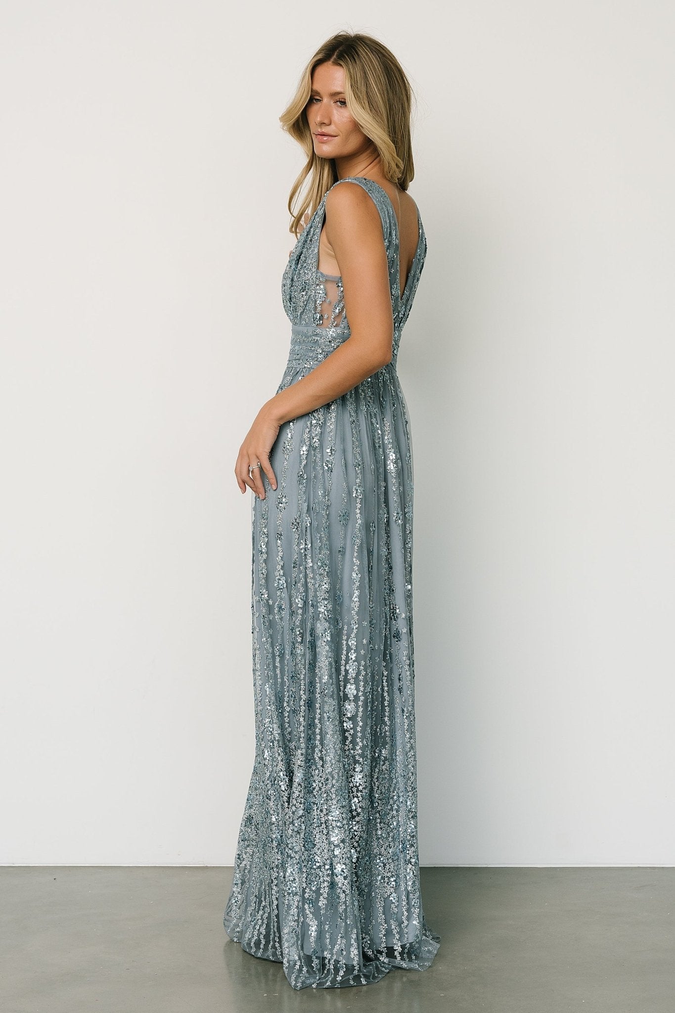 Yvette Sequin Gown | Slate Blue | Baltic Born