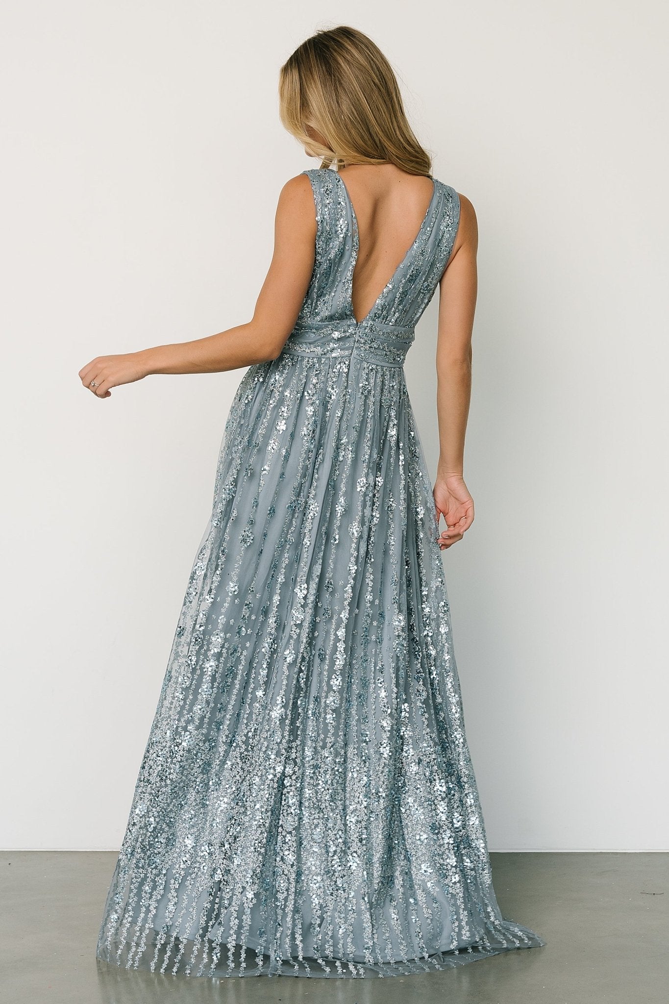 Yvette Sequin Gown | Slate Blue | Baltic Born