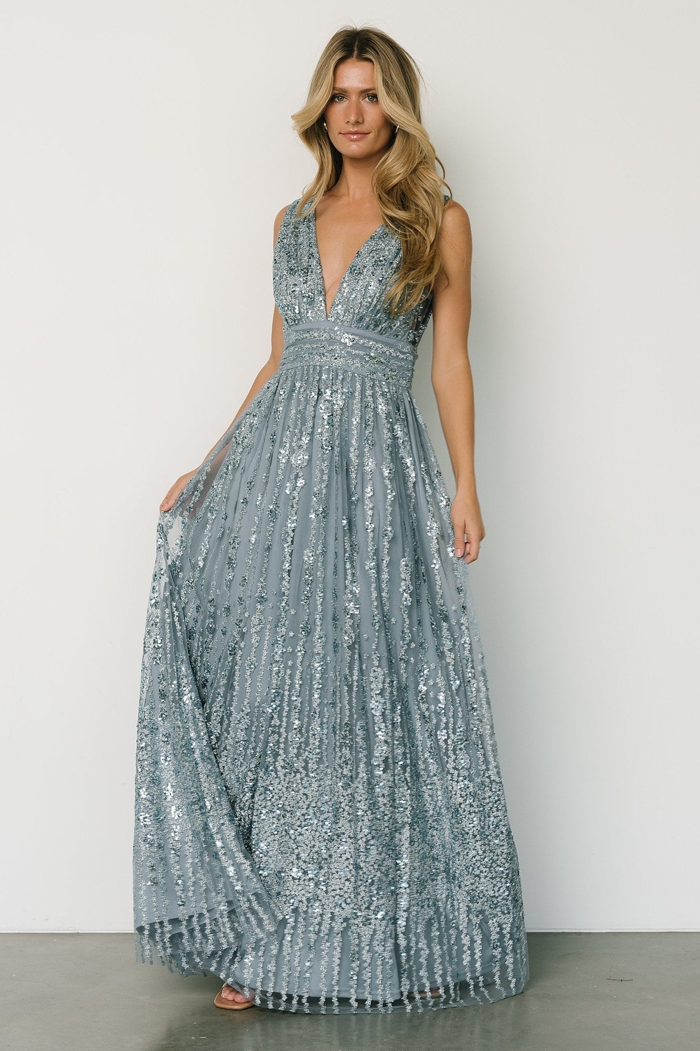 Yvette Sequin Gown | Slate Blue | Baltic Born